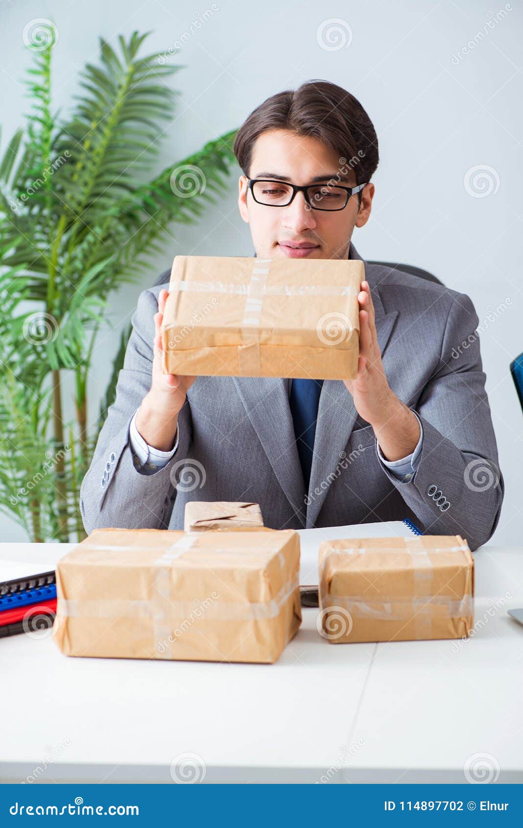 The Business People Receiving New Mail and Parcels Stock Photo - Image ...