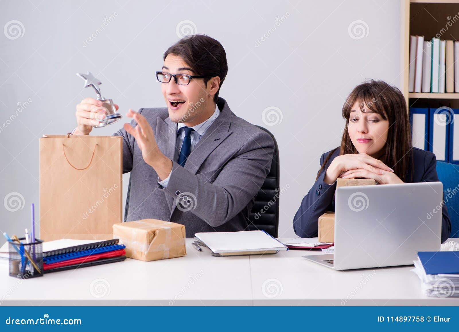 The Business People Receiving New Mail and Parcels Stock Photo - Image ...