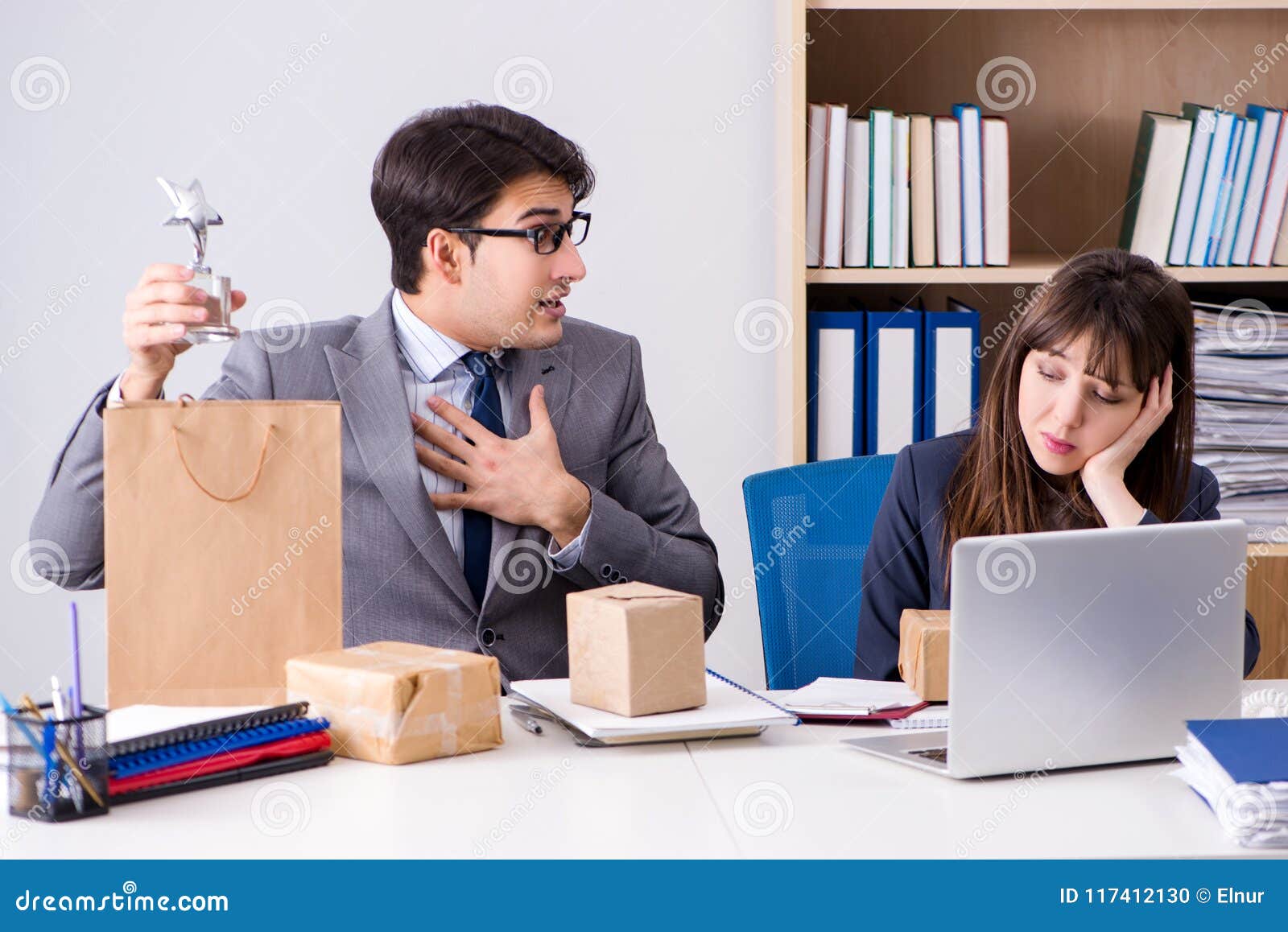 The Business People Receiving New Mail and Parcels Stock Photo - Image ...