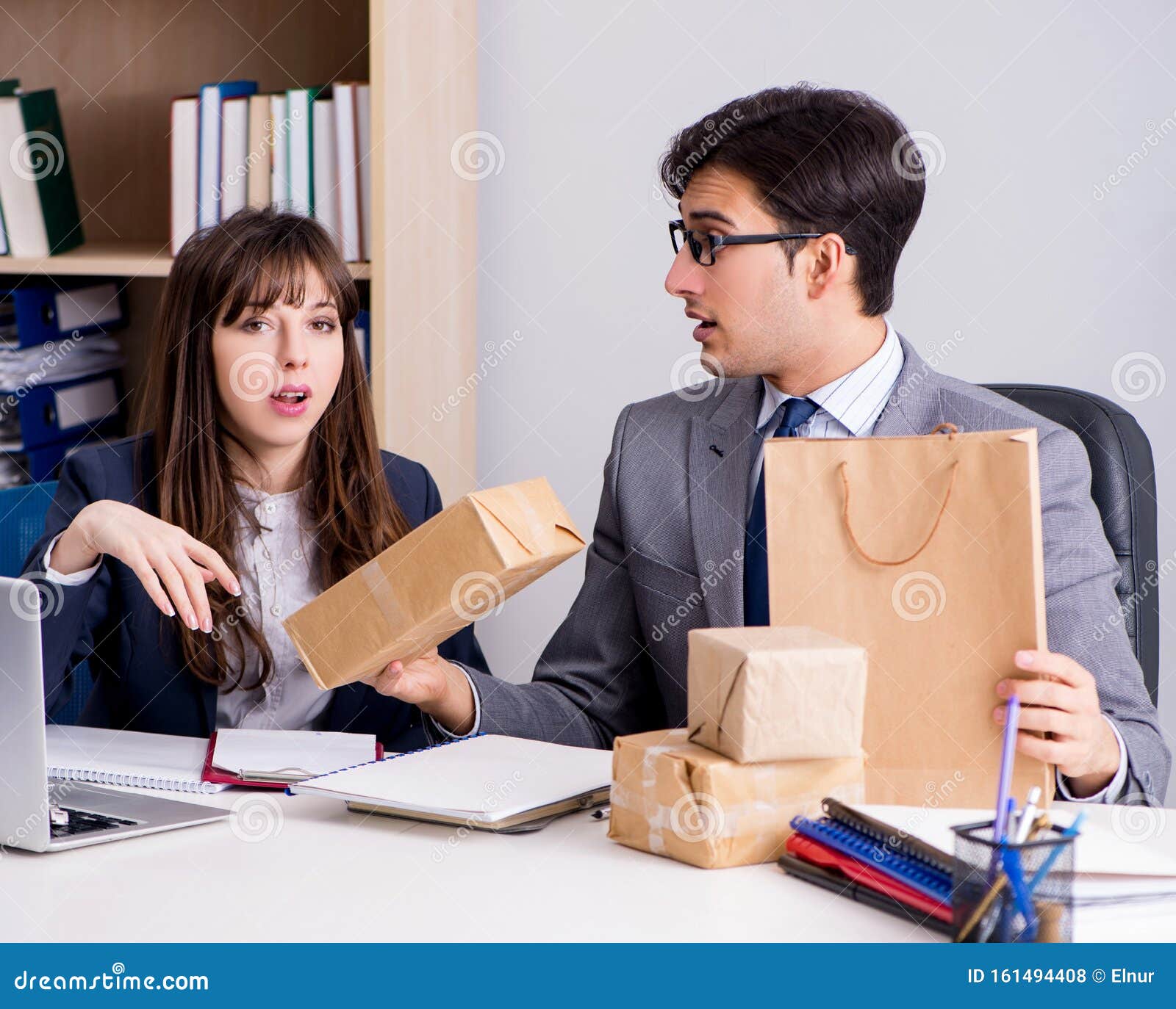 Business People Receiving New Mail and Parcels Stock Photo - Image of ...