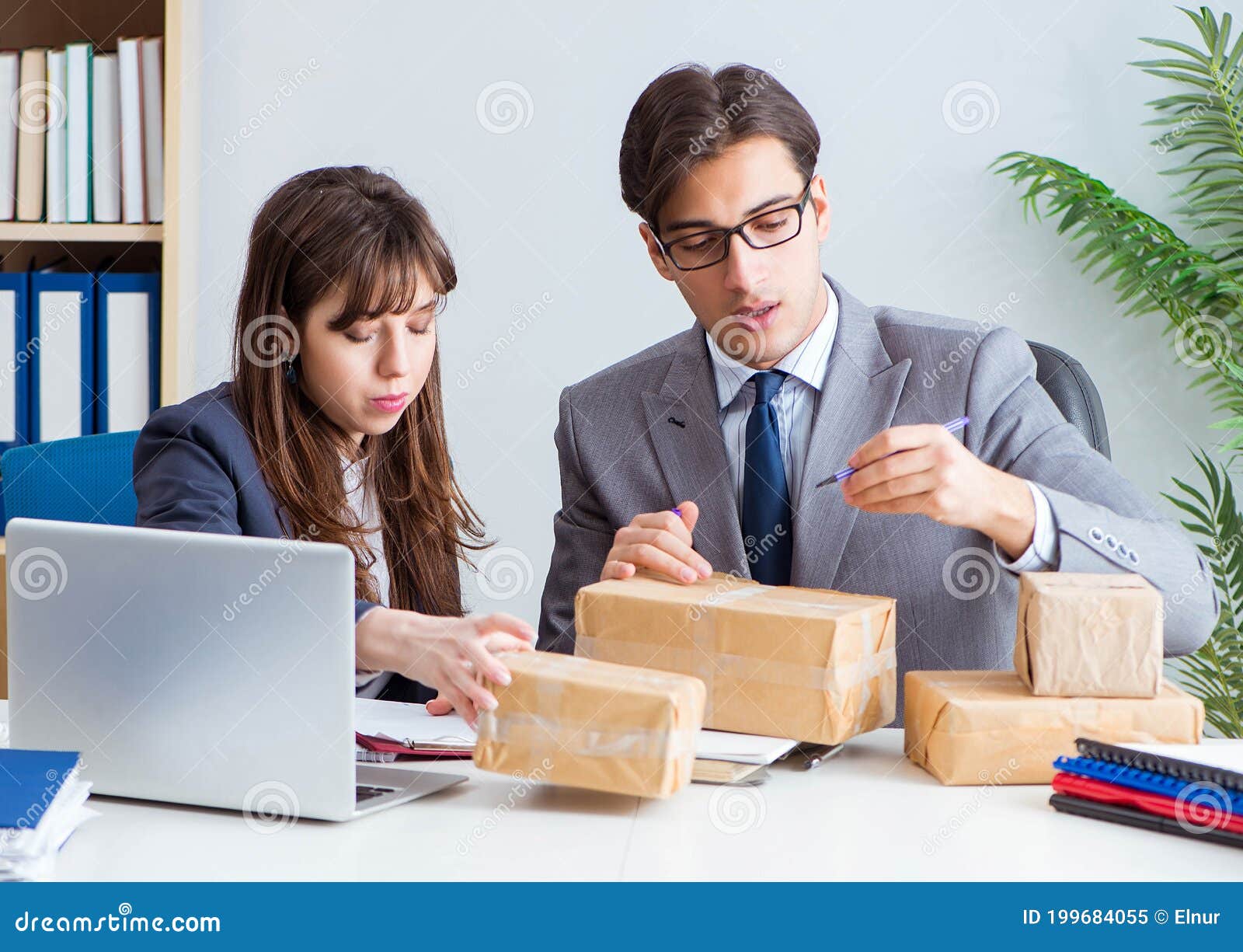 Business People Receiving New Mail and Parcels Stock Image - Image of ...