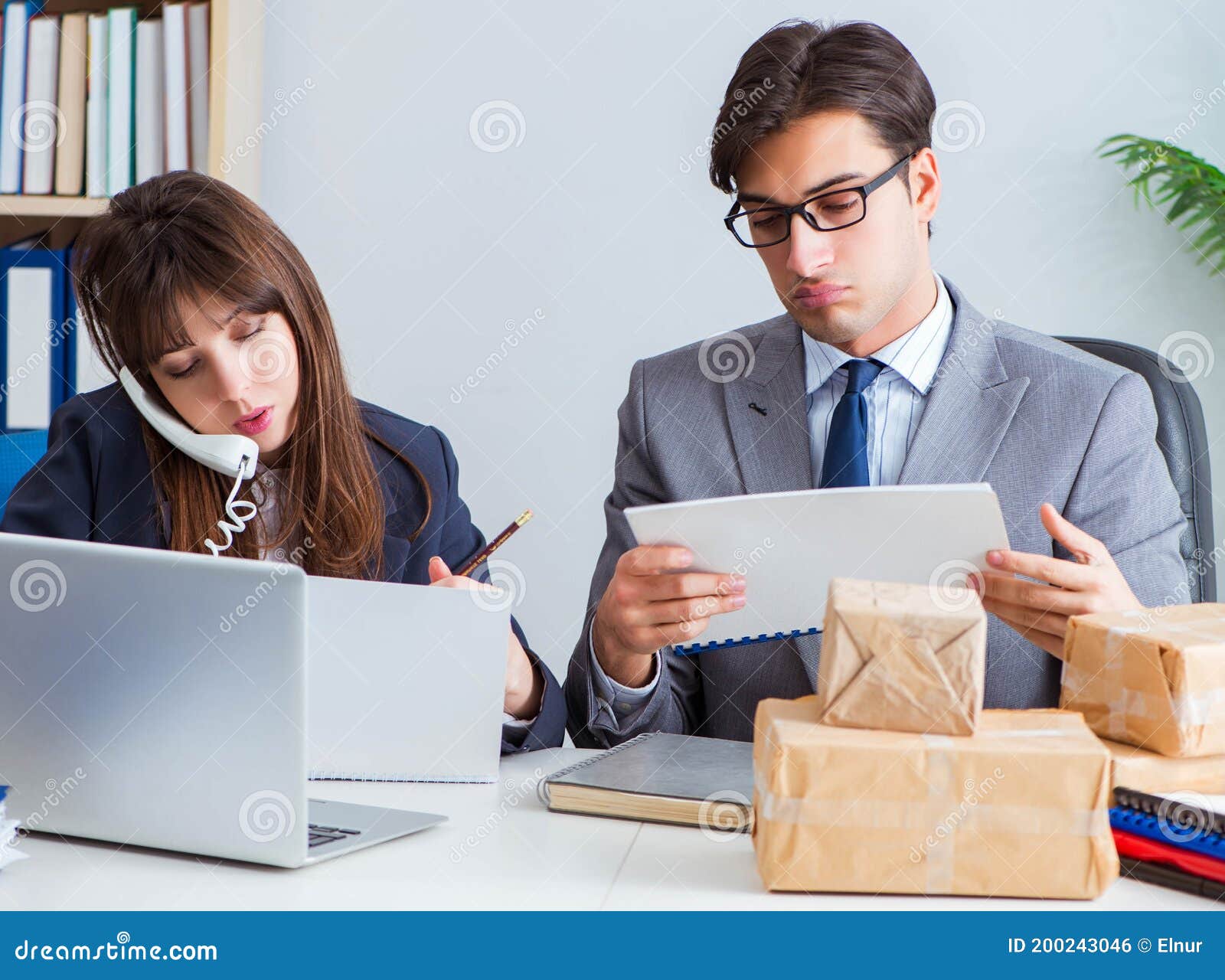 Business People Receiving New Mail and Parcels Stock Photo - Image of ...