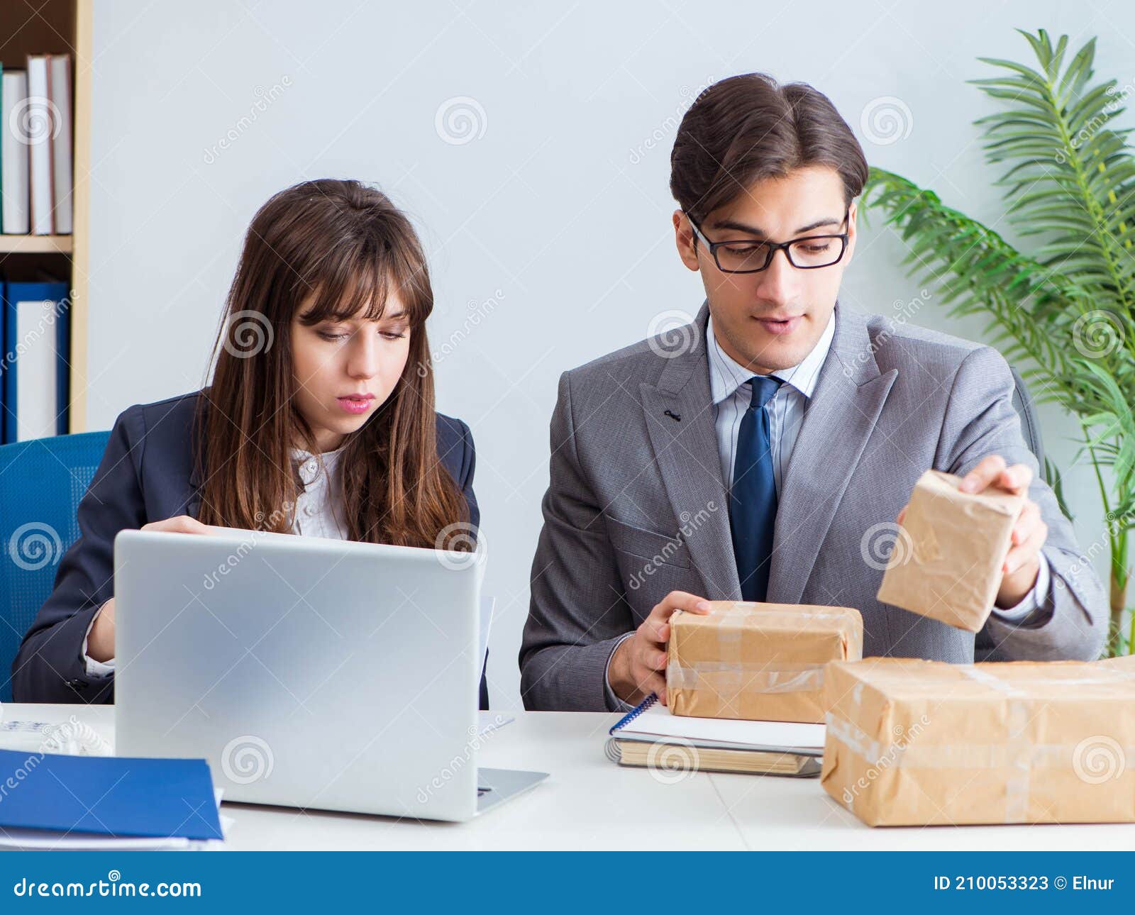 Business People Receiving New Mail and Parcels Stock Image - Image of ...