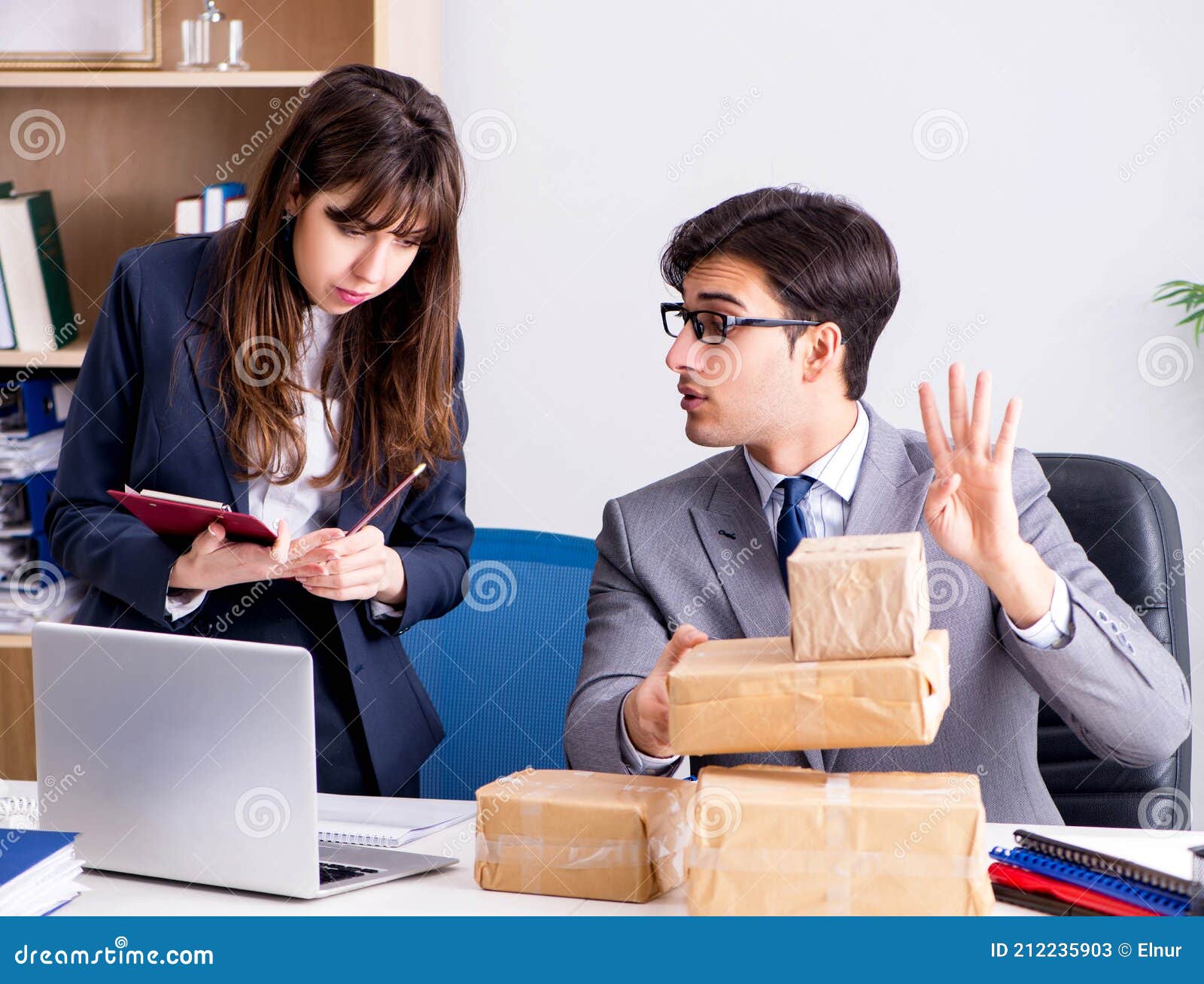 Business People Receiving New Mail and Parcels Stock Image - Image of ...