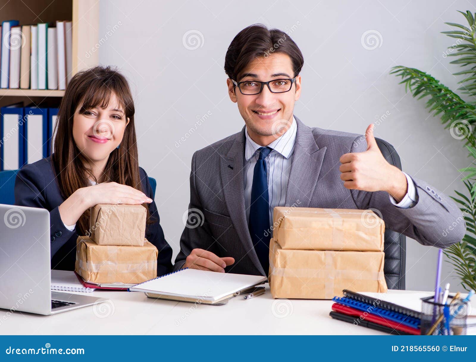 Business People Receiving New Mail and Parcels Stock Photo - Image of ...
