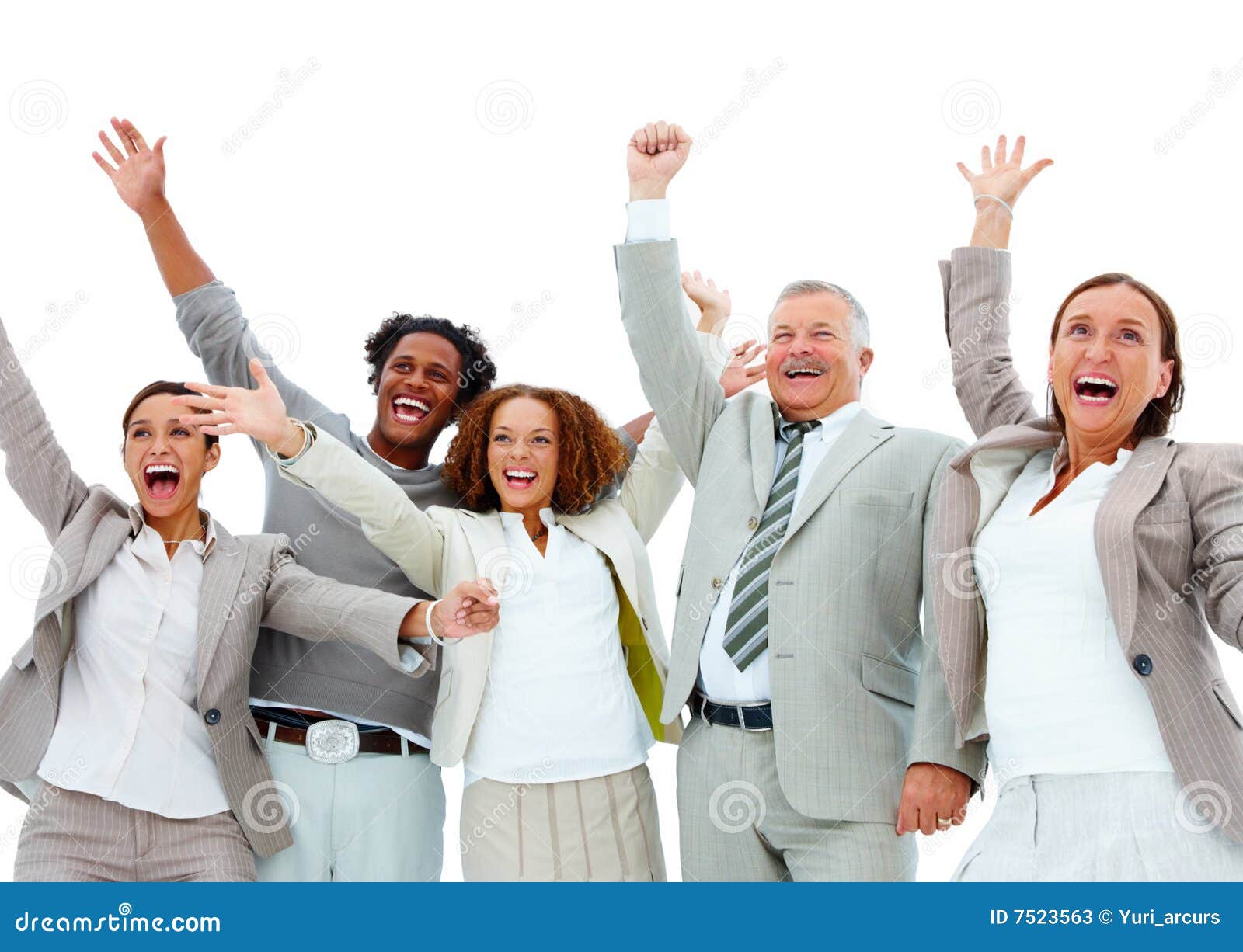 Business People Rejoicing Over White Background Stock Image - Image of ...
