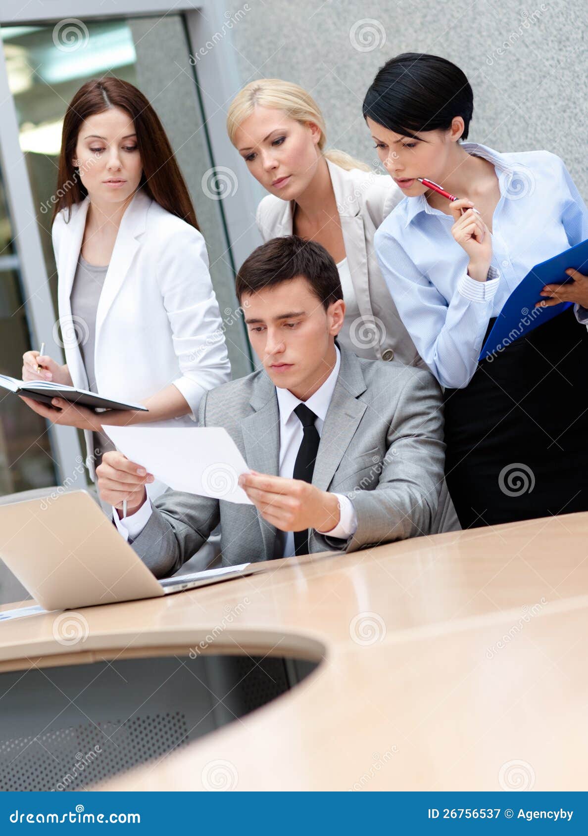 Business People Review Something Stock Image - Image of communication ...