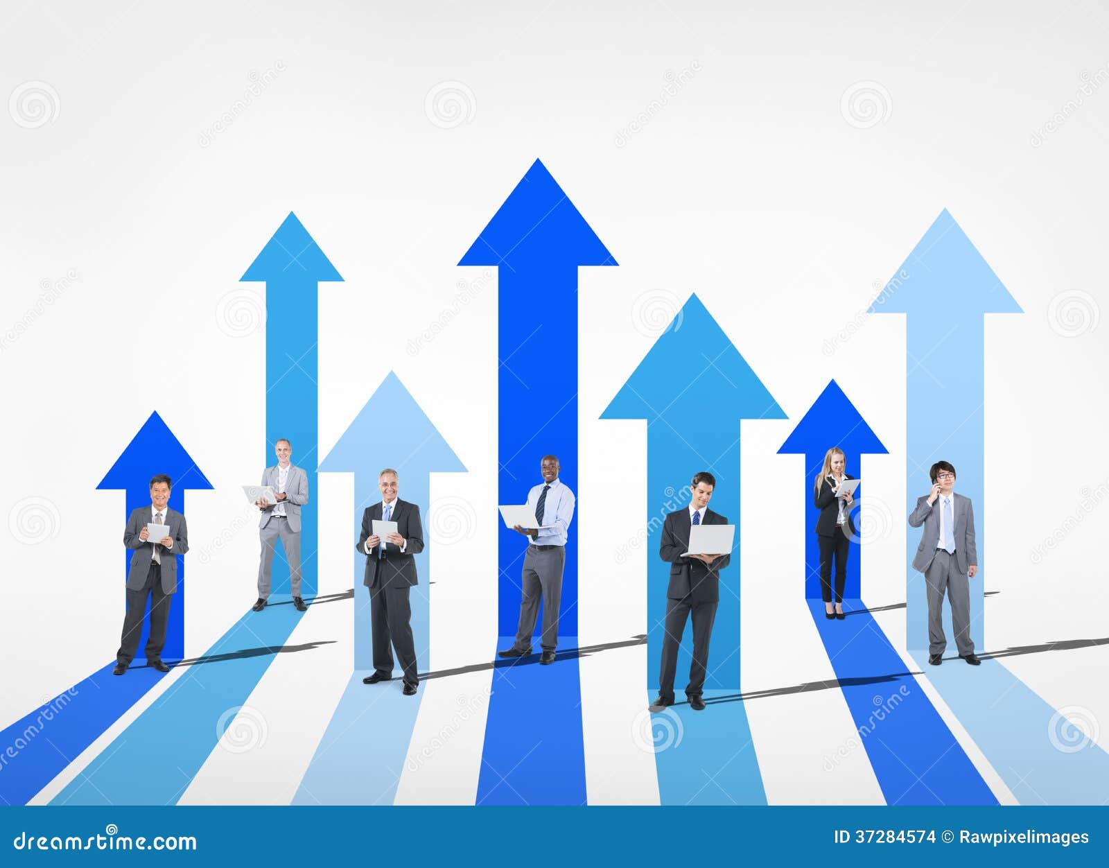 Business People with Rising Arrow Stock Photo - Image of ideas ...