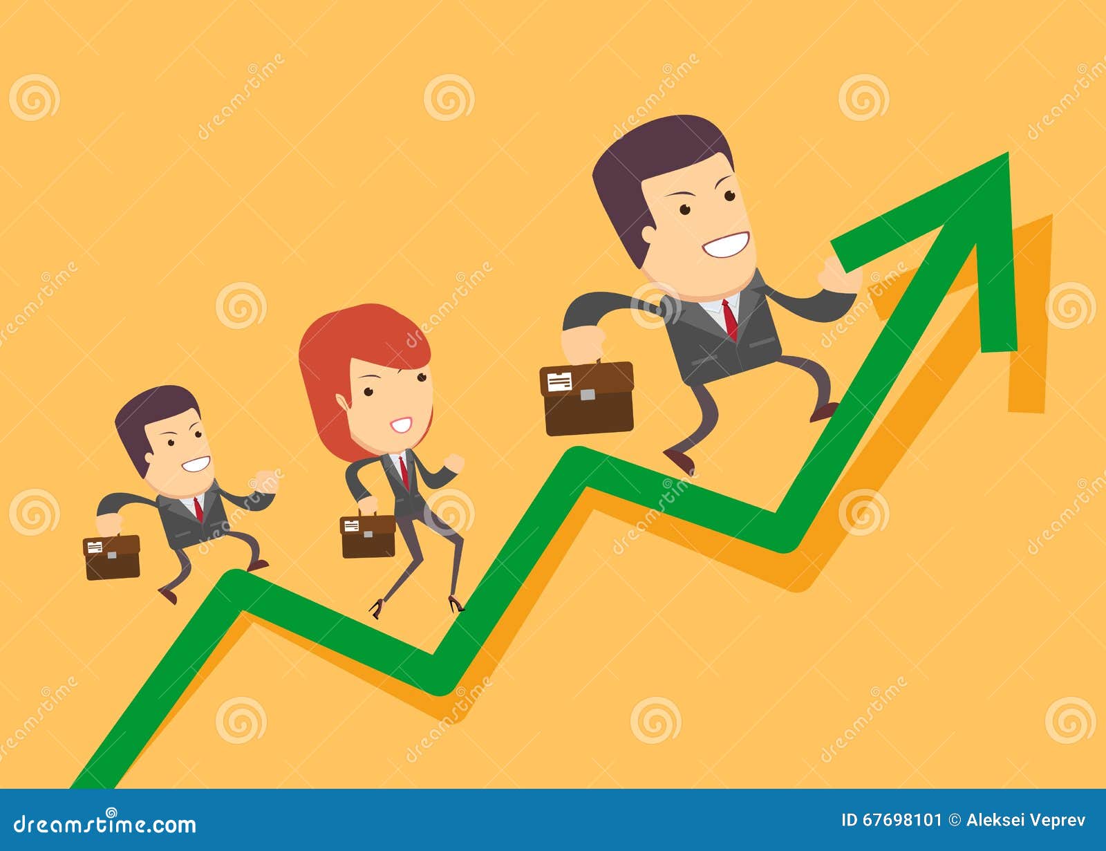 Business People Run Up on the Graph Stock Vector - Illustration of ...