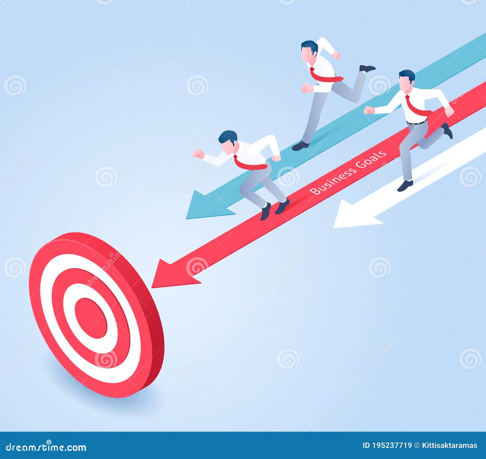 Business People Running Compete for Goals. Isometric Vector ...