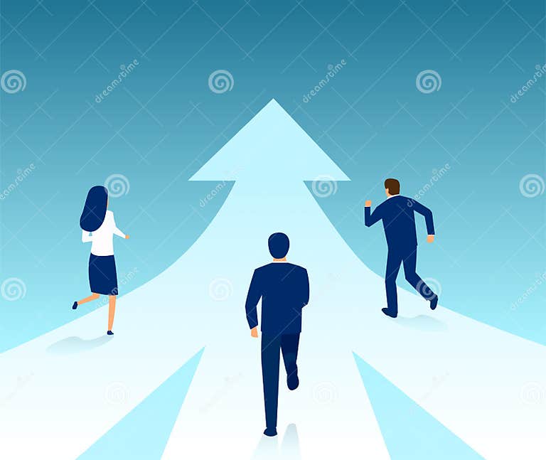 Business People Running from Different Directions Towards Same Target ...