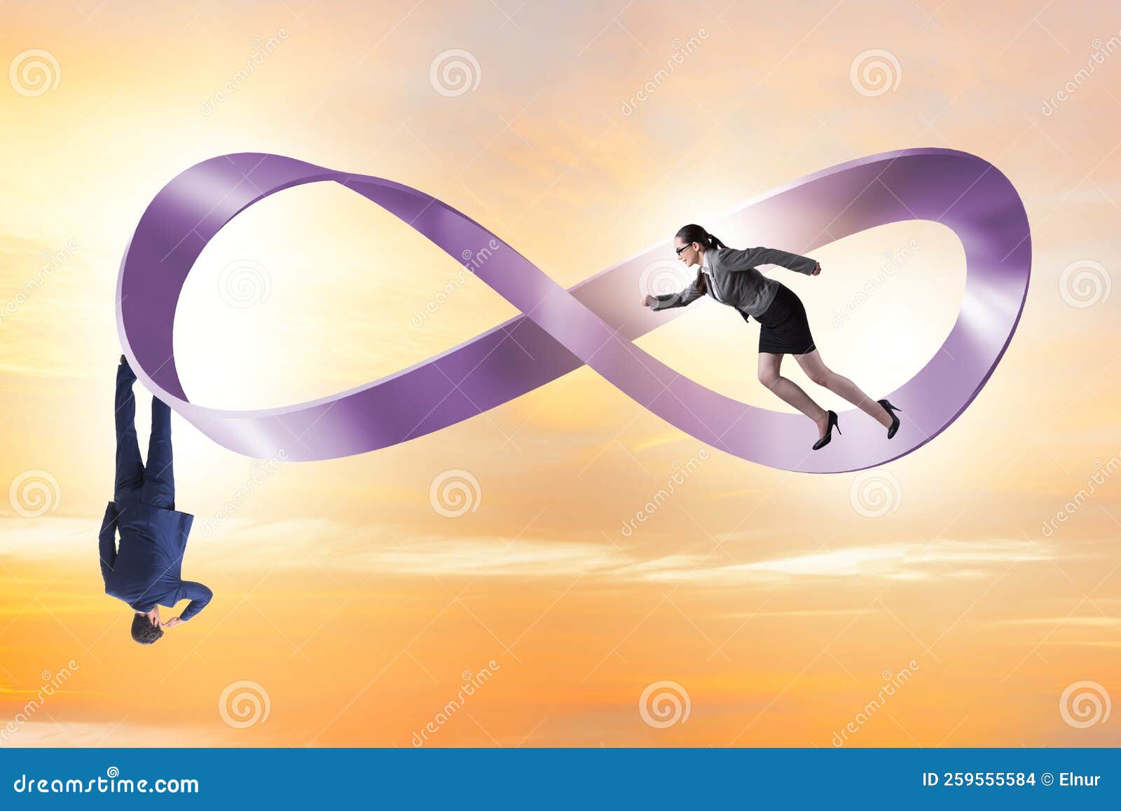 Business People Running on the Endless Loop Stock Photo - Image of ...
