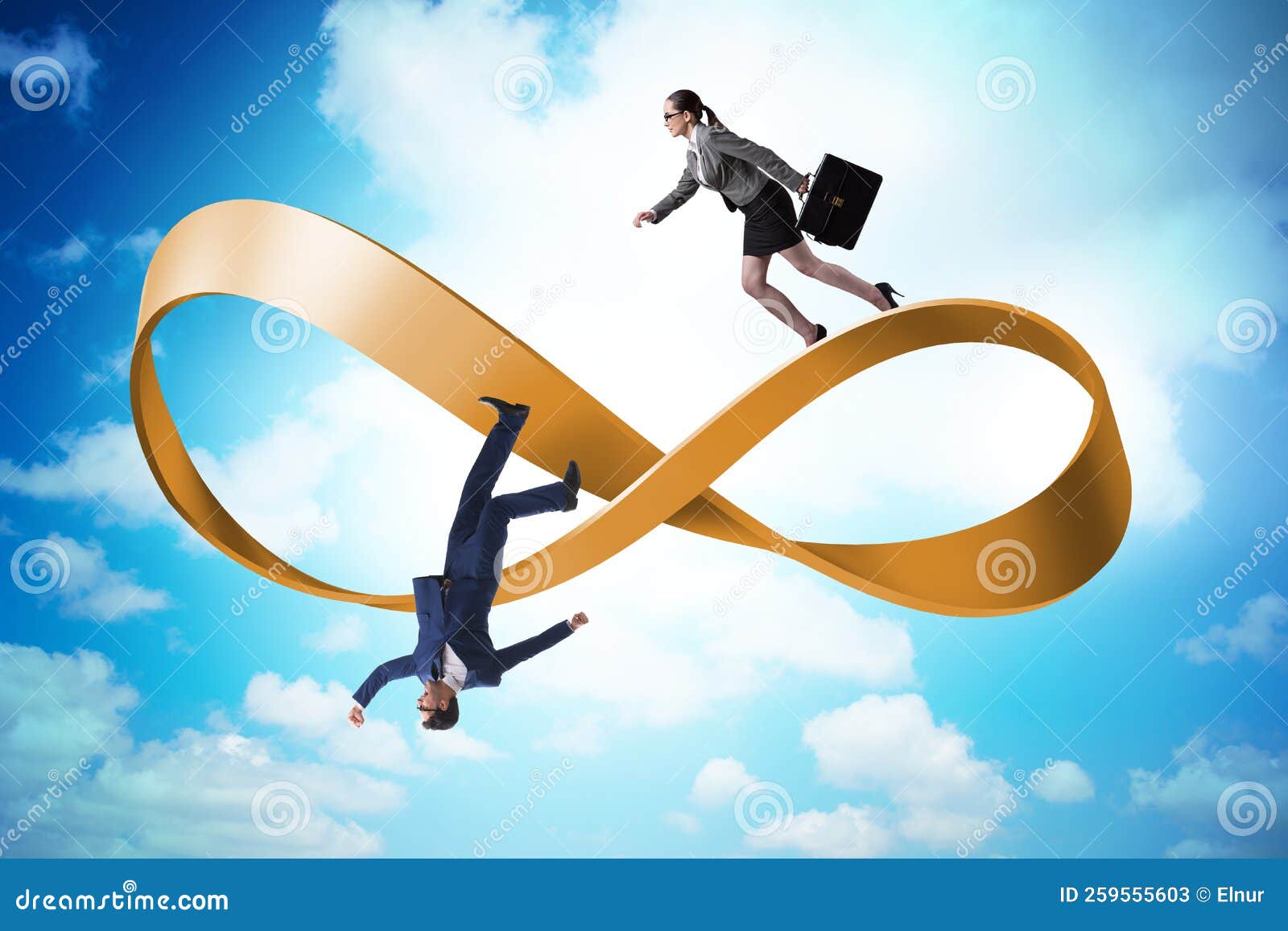 Business People Running on the Endless Loop Stock Image - Image of ...
