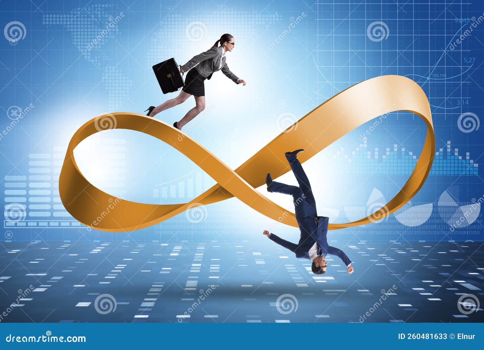 Business People Running on the Endless Loop Stock Image - Image of ...