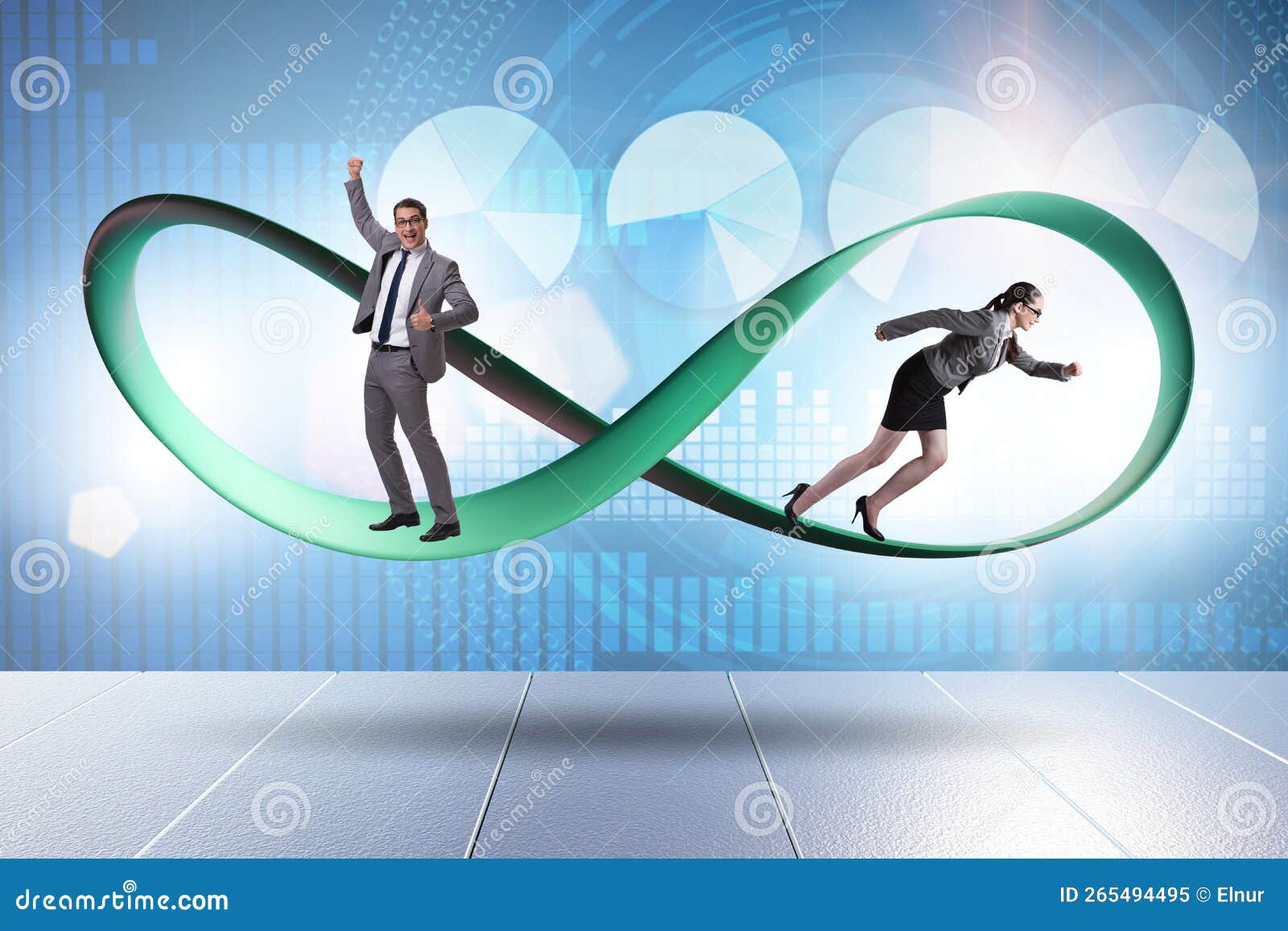 Business People Running on the Endless Loop Stock Image - Image of ...