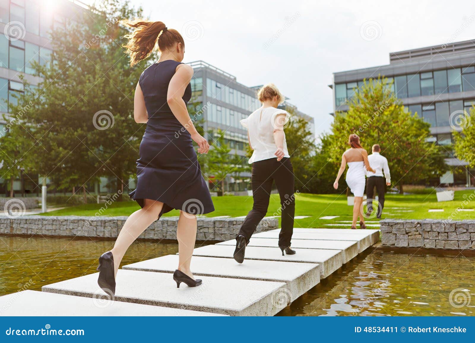 Business People Running Over a Bridge Stock Image - Image of ...