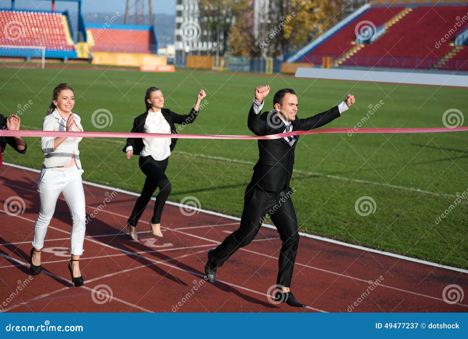 Business People Running on Racing Track Stock Image - Image of ...