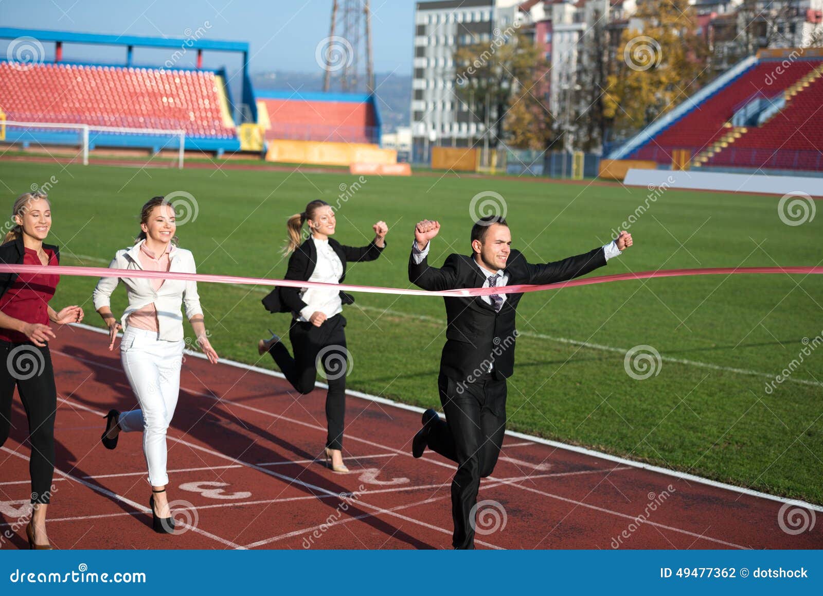 Business People Running on Racing Track Stock Photo - Image of ...