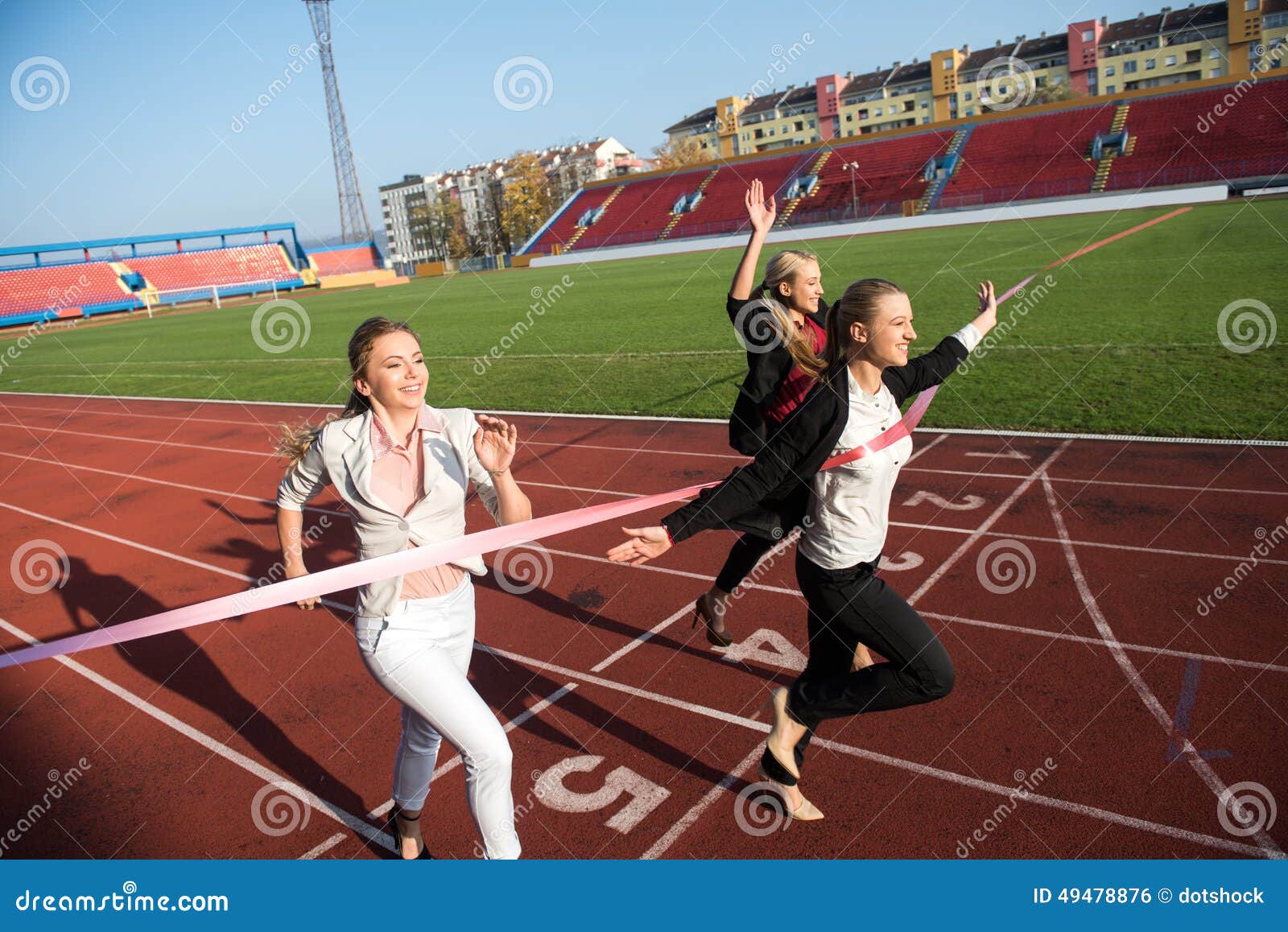 Business People Running on Racing Track Stock Photo - Image of ...