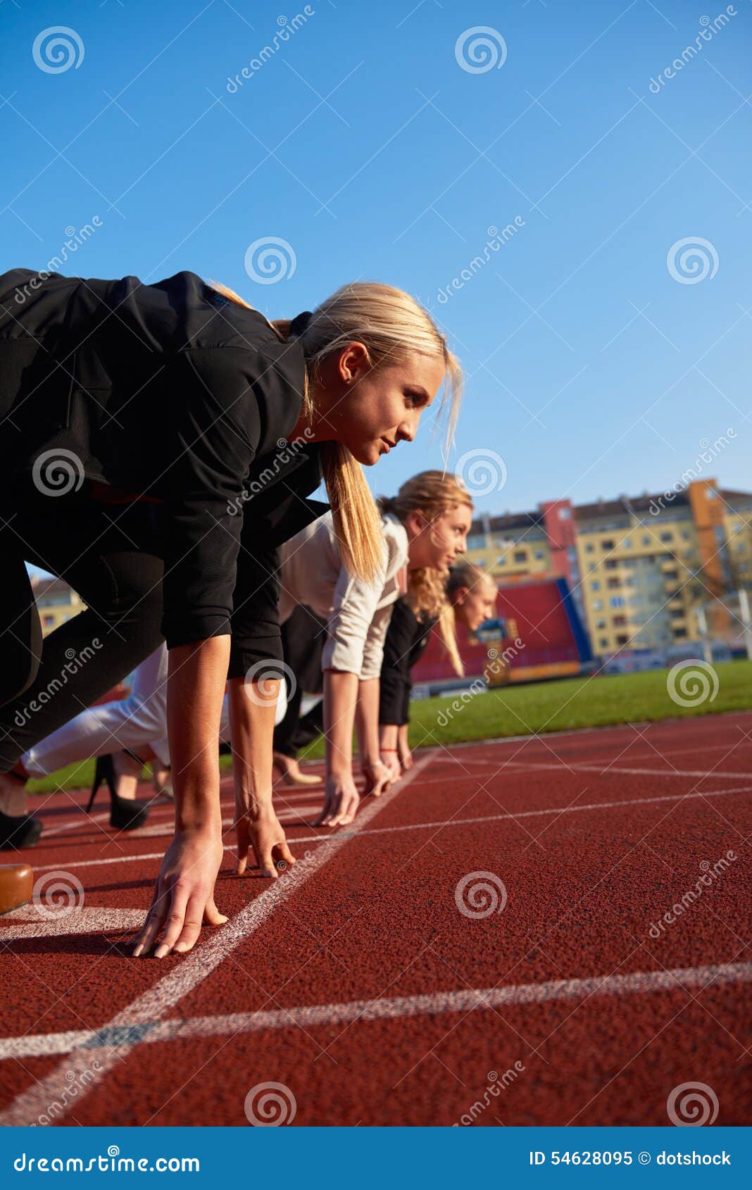 Business People Running on Racing Track Stock Image - Image of adult ...