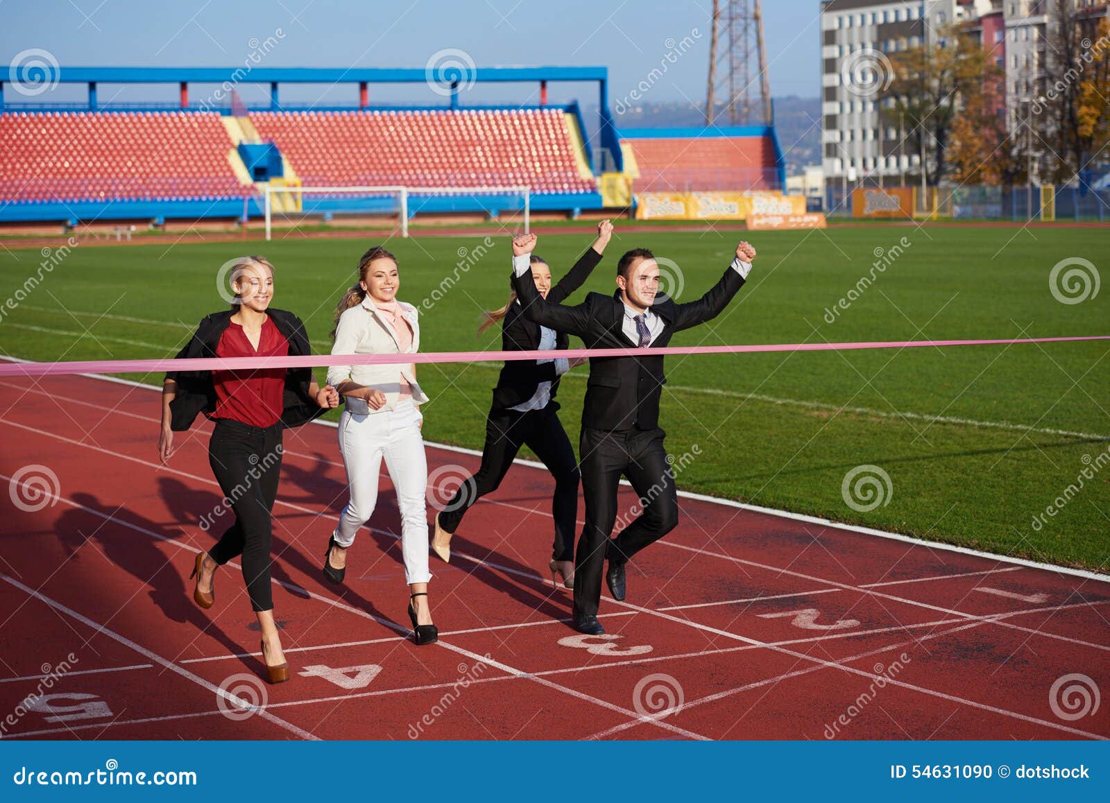 Business People Running on Racing Track Stock Photo - Image of ...