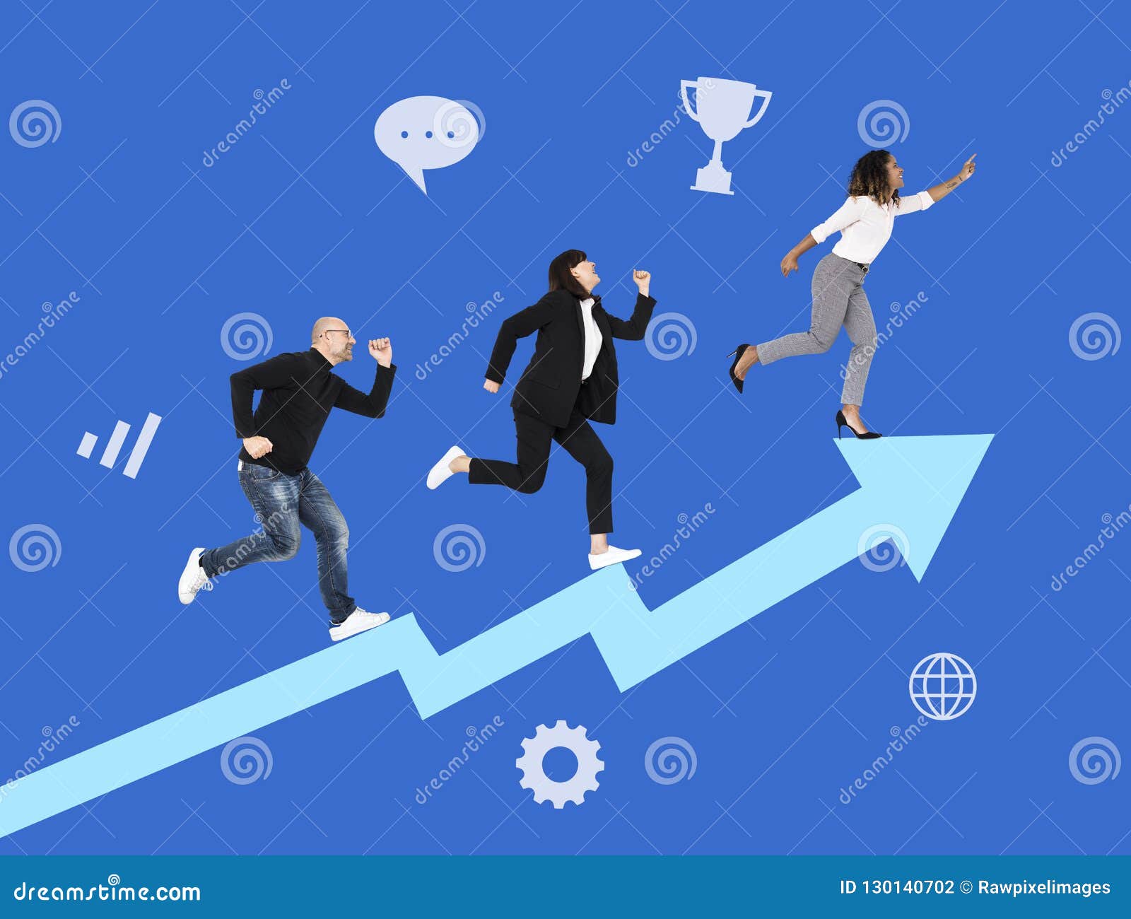 Business People Running Towards the Goal Stock Photo - Image of ...