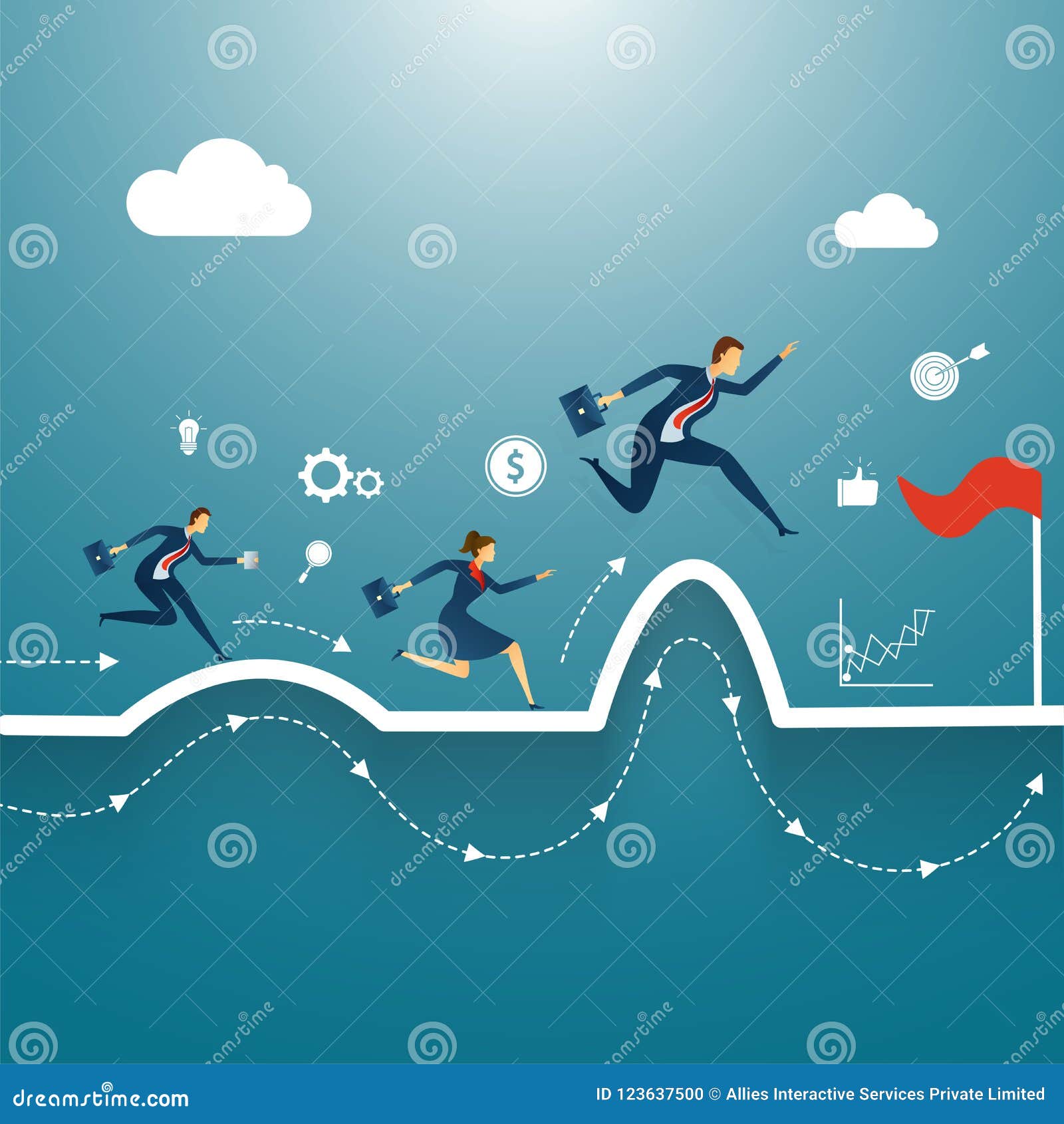 Business People Running Towards Their Goal, Overcome or Compete Stock ... Business People Running Towards Their Goal, Overcome or Compete Stock ...