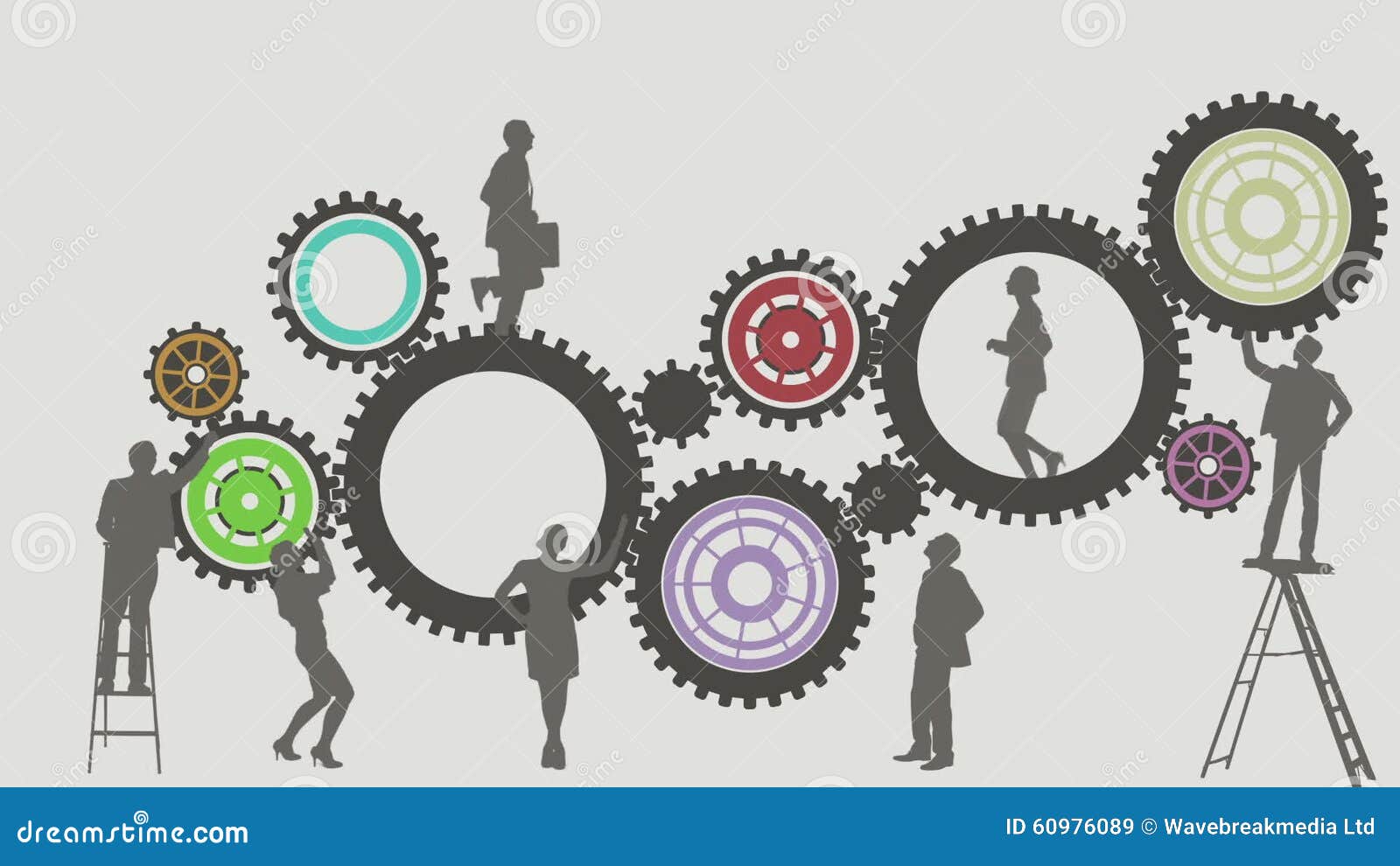 Business People Running and Turning Cogs Stock Video - Video of high ...