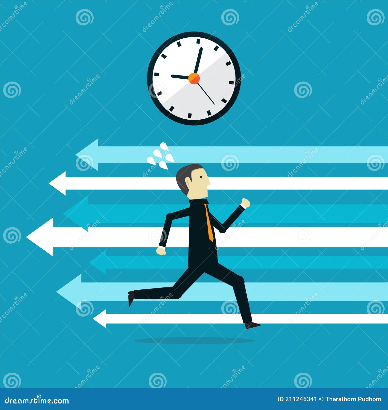 Business People Rush To Work Against Time Stock Vector - Illustration ...