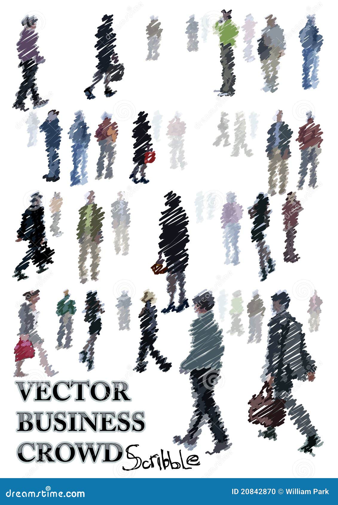 Business people scribble stock illustration. Illustration of walking ...