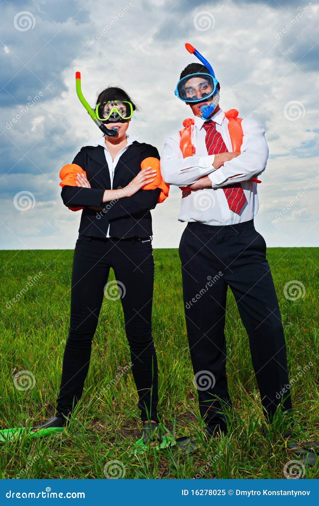 Business People in Scuba Mask and Flippers Stock Image - Image of ...