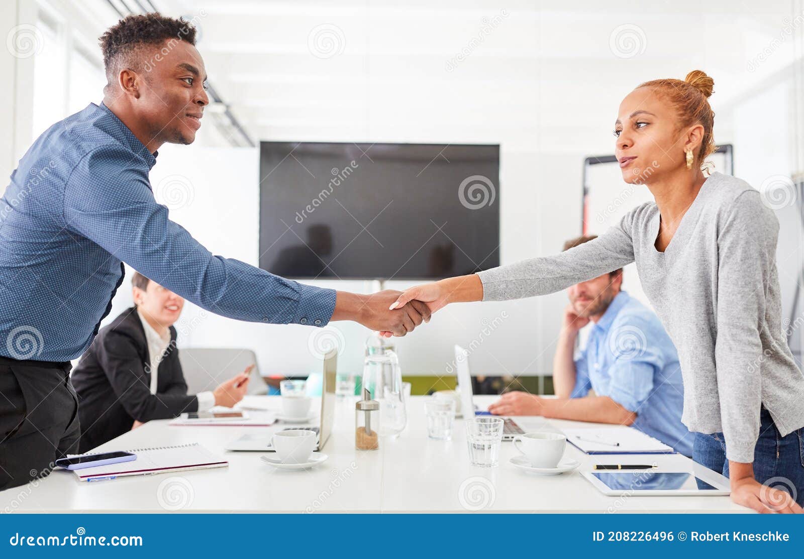 Business People Shake Hands Stock Photo - Image of room, hands: 208226496
