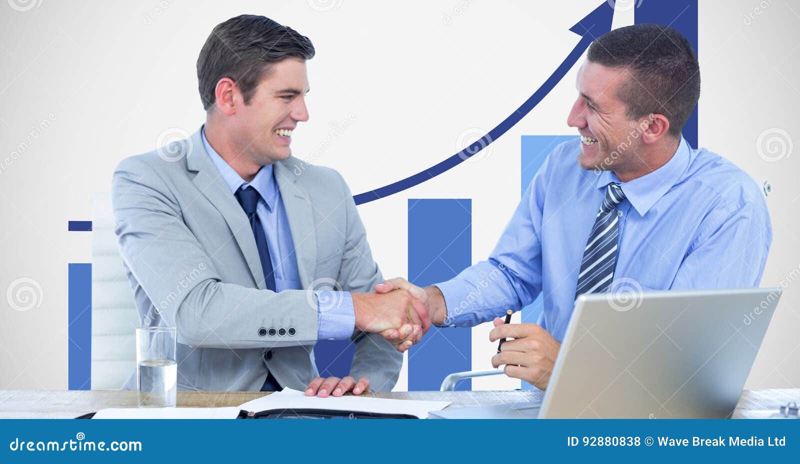Business People Shaking Hands Against Graph Stock Illustration ...