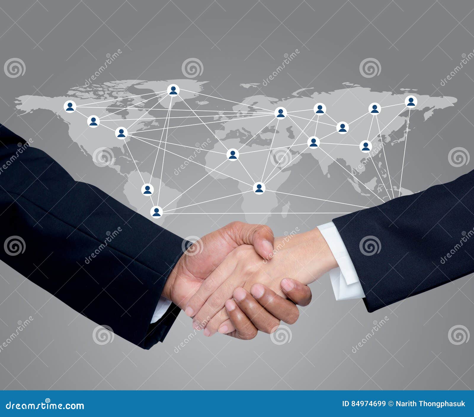 Business with People Shaking Hands with a Global Communication Stock ...