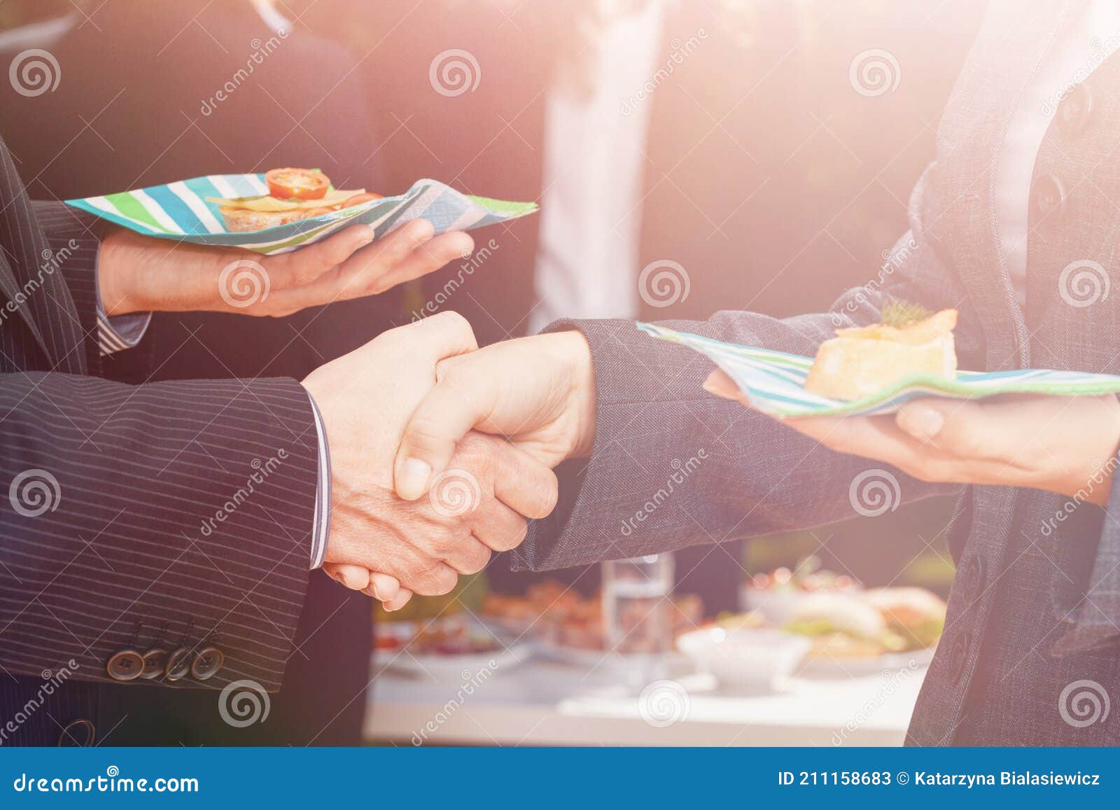 People Shaking Hands after Making Deal during Business Lunch Stock ...