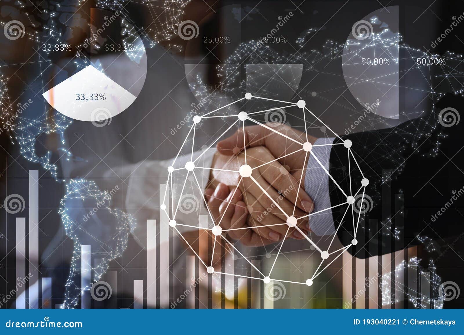 Business People Shaking Hands and Network Connection Lines. Modern ...