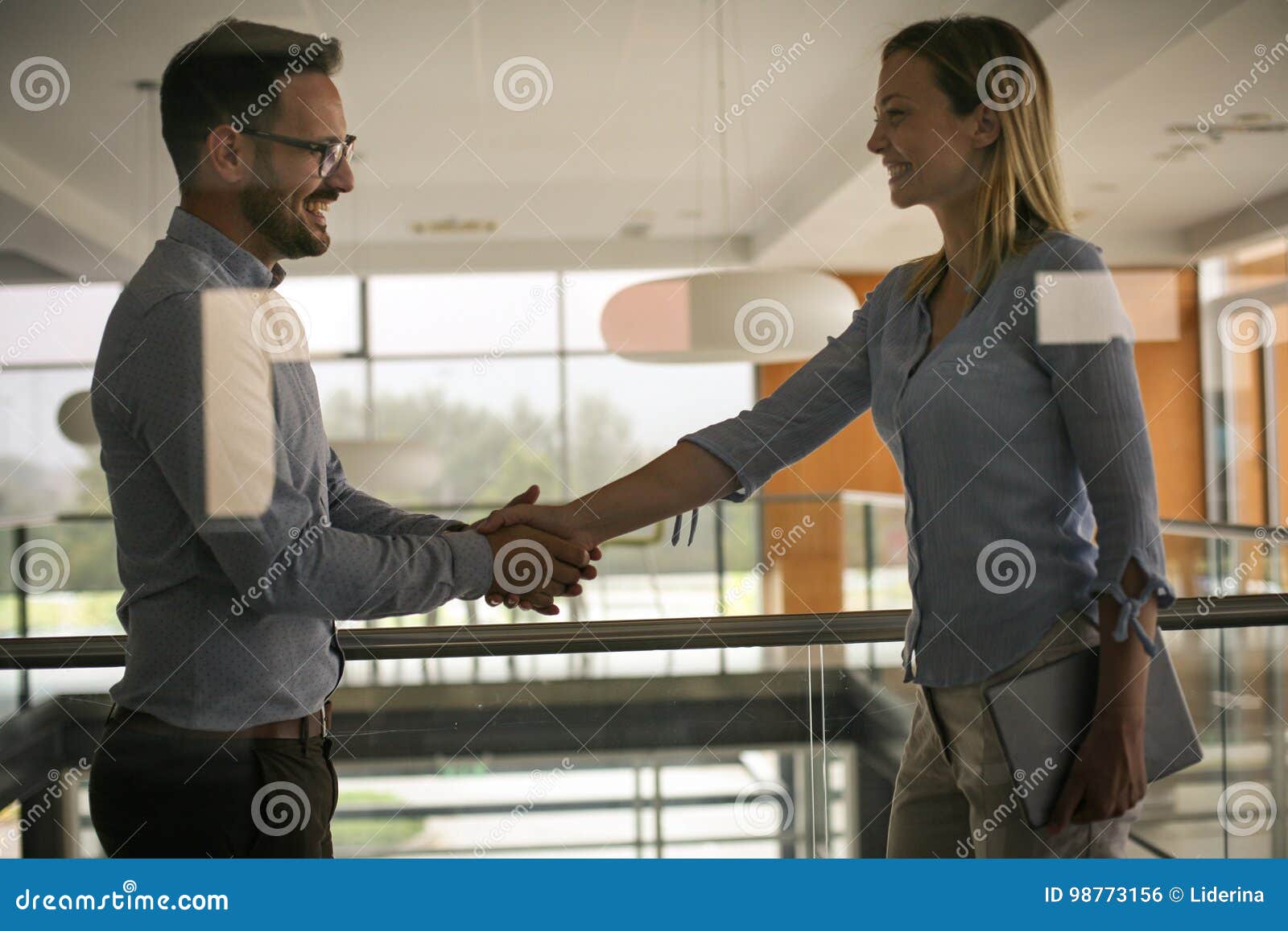 Business People Shaking Hands in Office. Stock Photo - Image of ...
