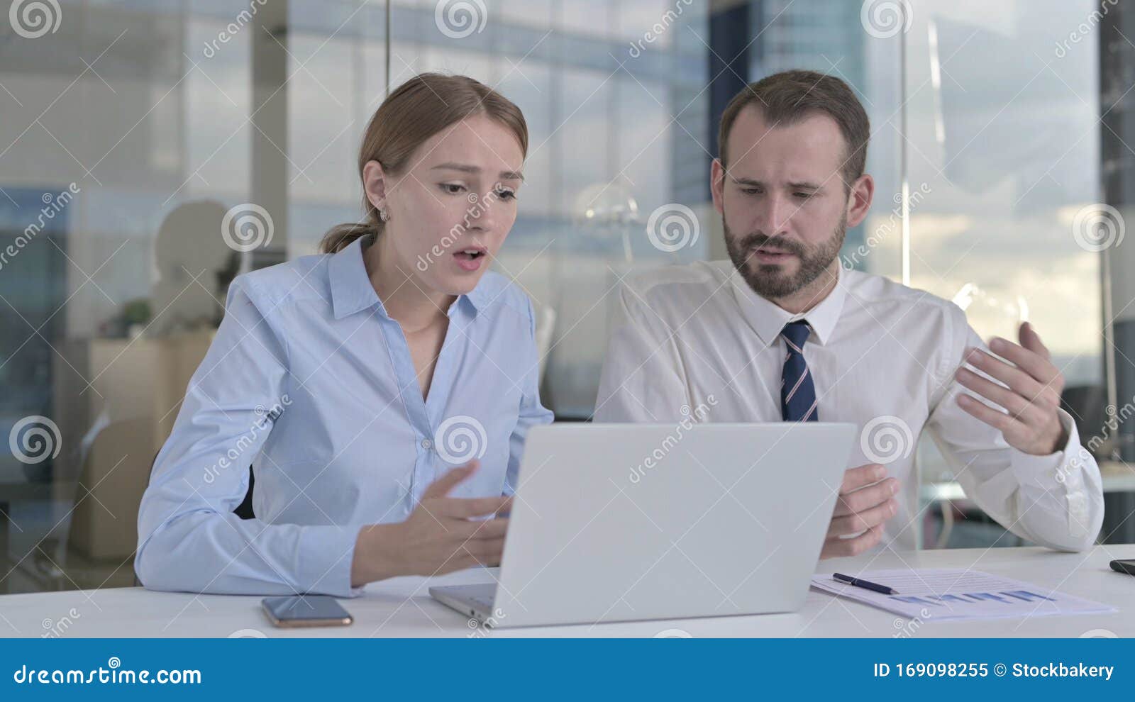 The Business People Shocked while Working on Laptop Stock Image - Image ...