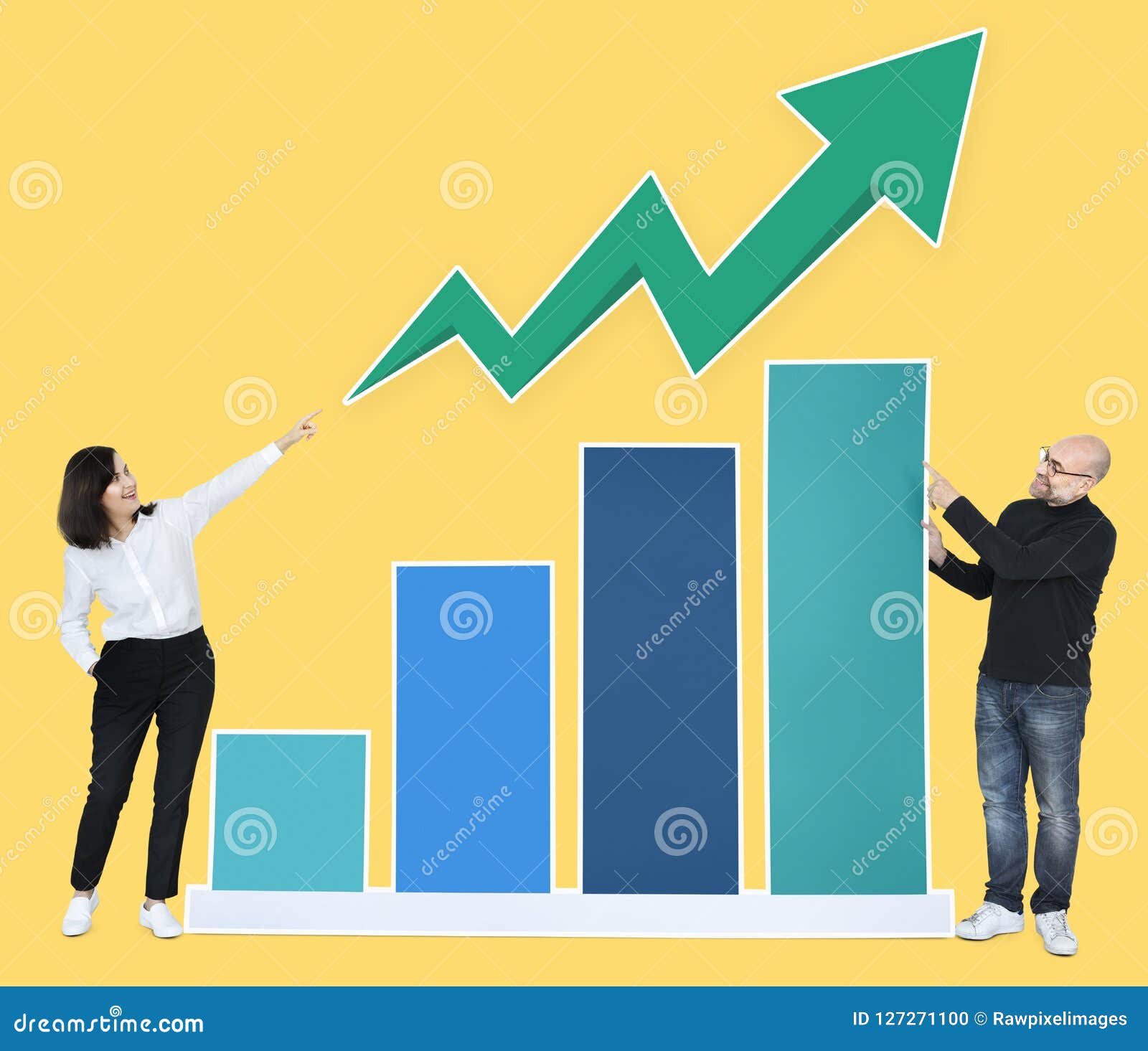 Business People Showing Development on a Graph Stock Illustration ...