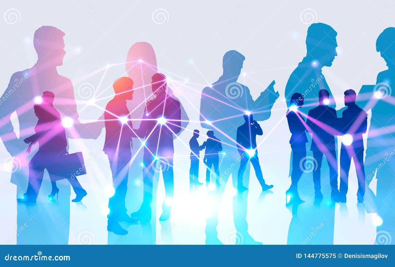 Business People Silhouettes, Connection Concept Stock Image - Image of ...