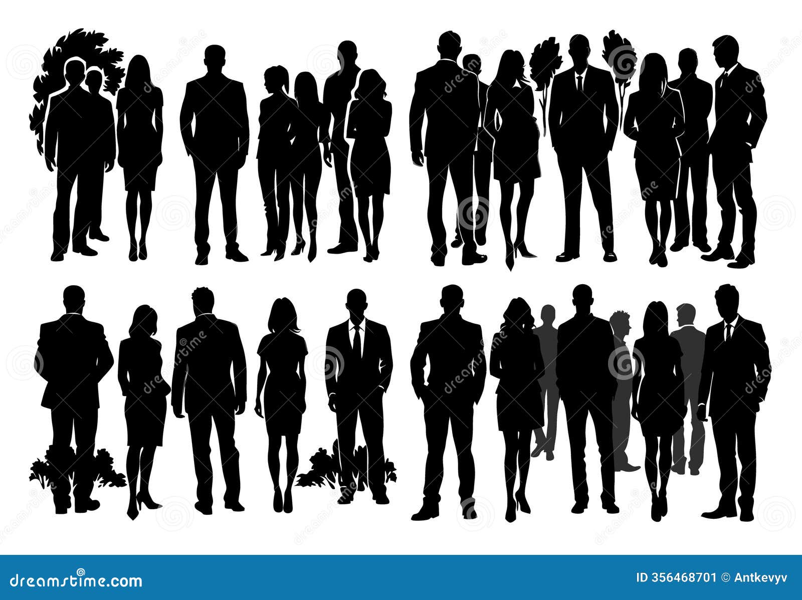 Business People Silhouettes Poses, Relationship Connection Network ...