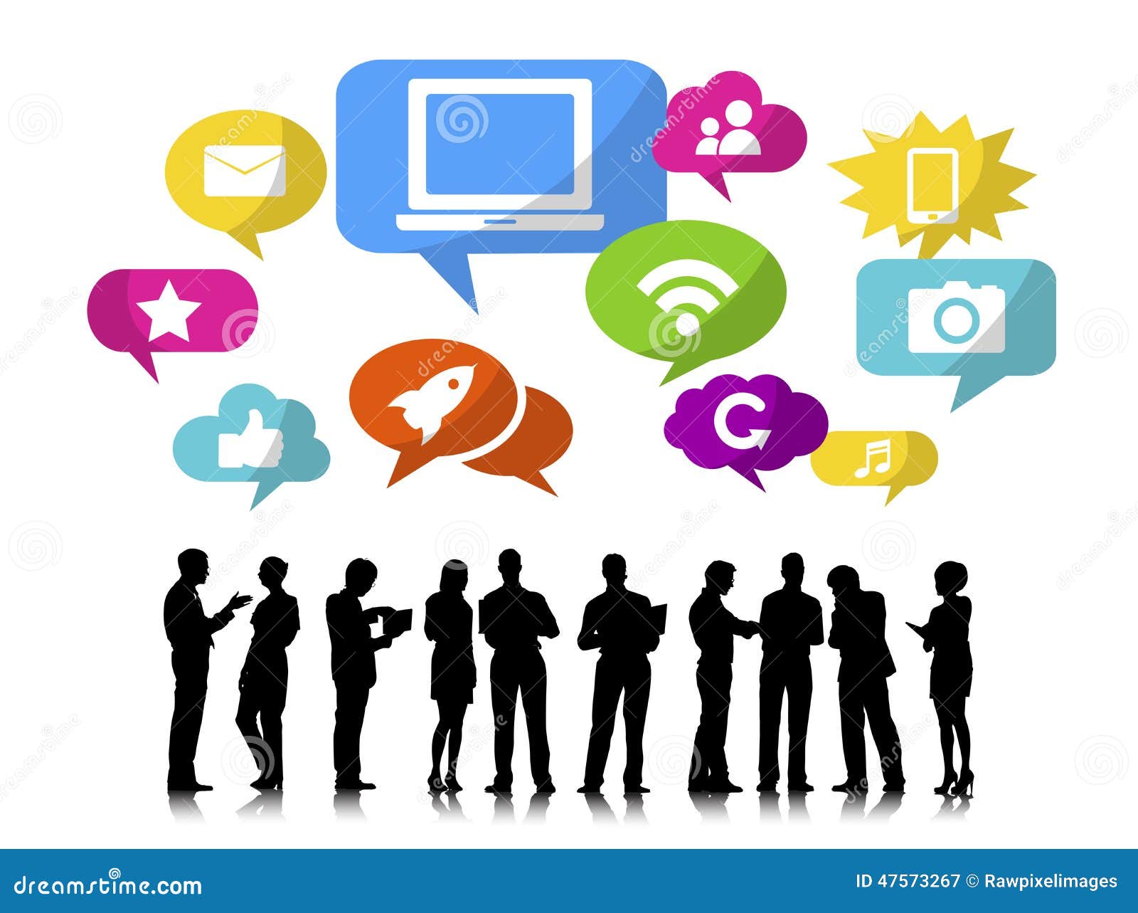 Business People Silhouettes Working and Social Networking Concept Stock ...