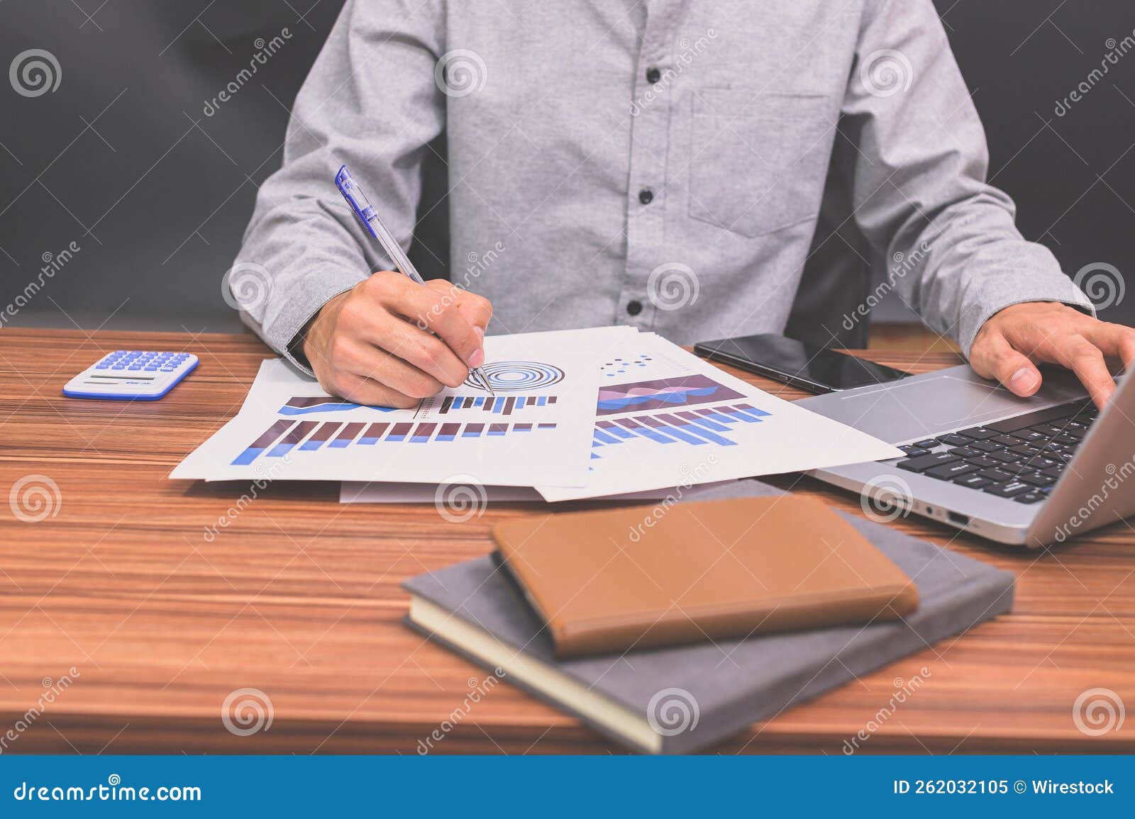 Businessman Working and Checking the Business Documents at the Desk ...