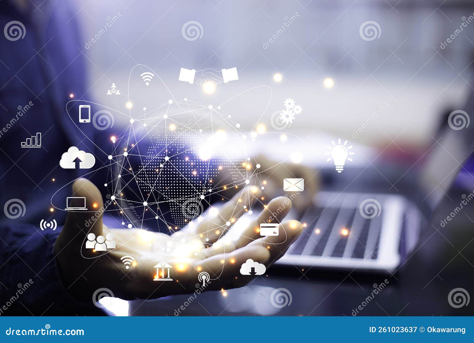 Business People Sit and Work on Information Technology Networks ...