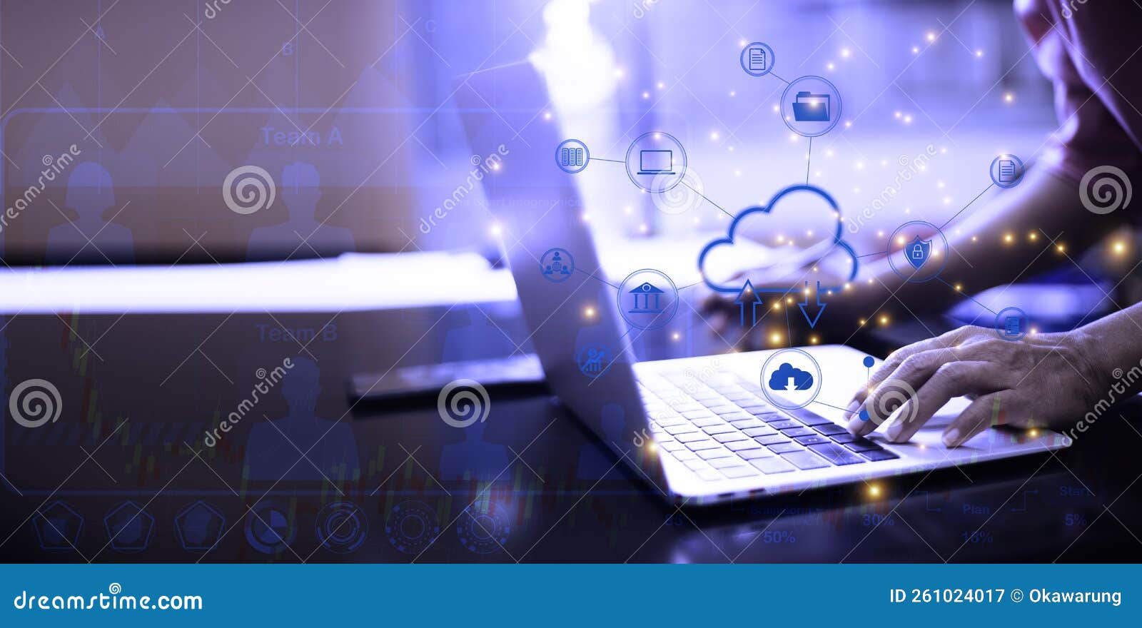 Business People Sit and Work on Information Technology Networks ...