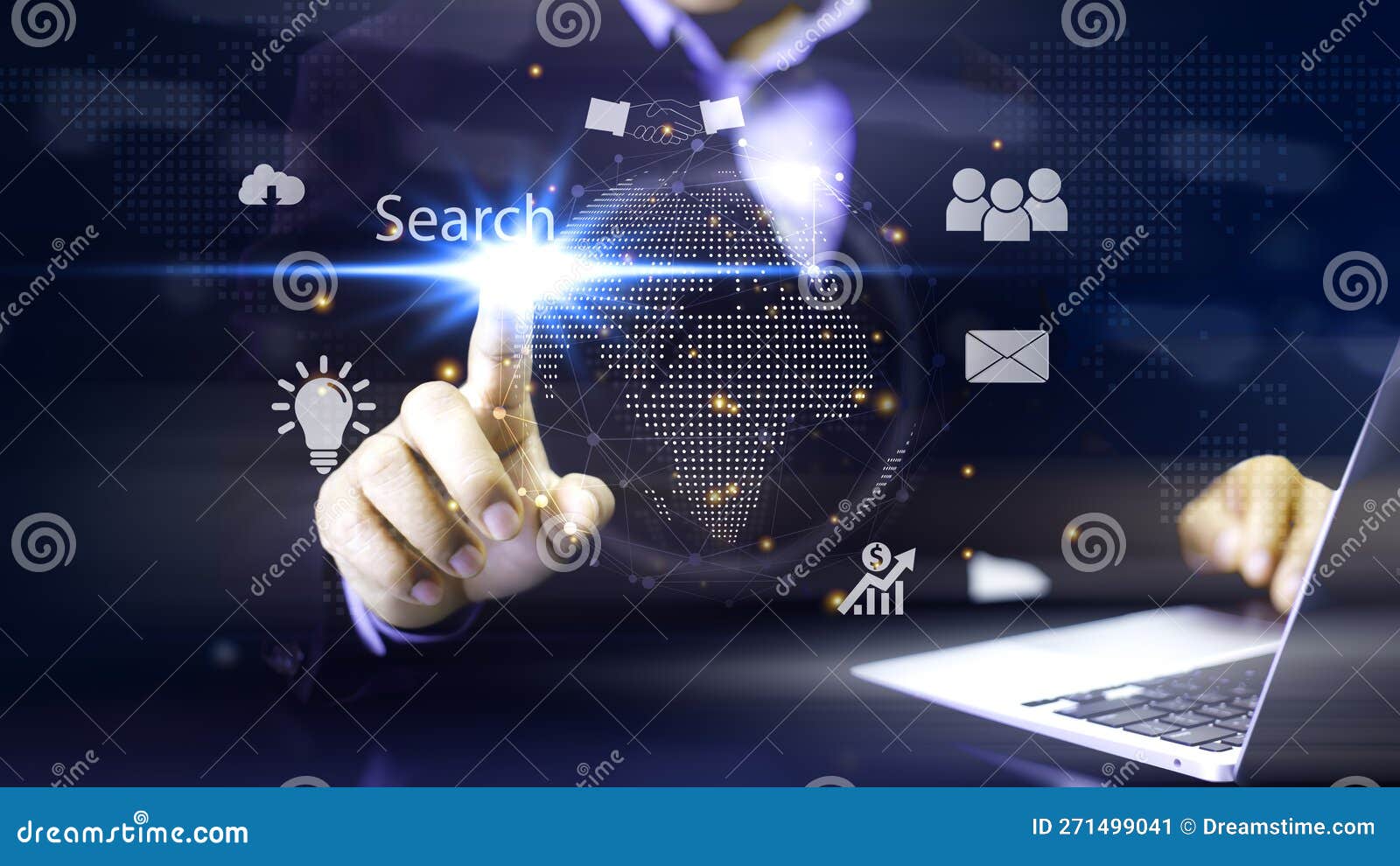 Business People Sit and Work on Information Technology Networks ...