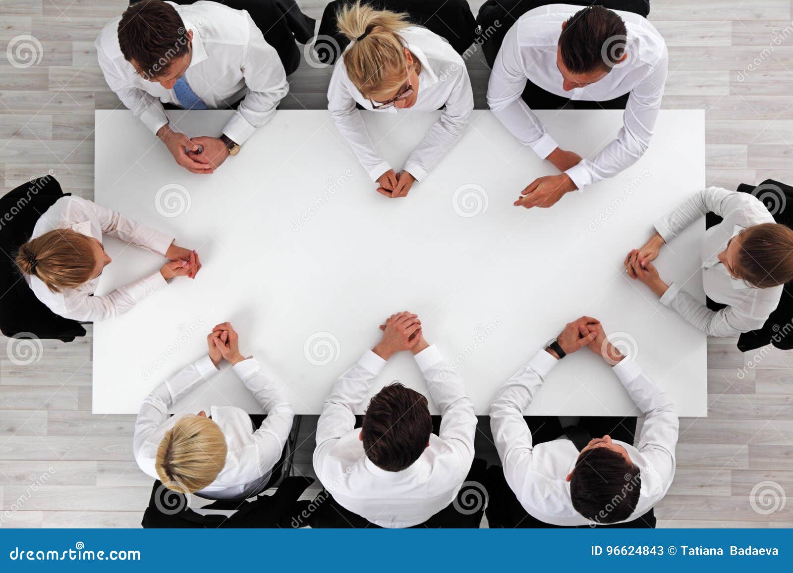 Business People Sitting Around Empty Table Stock Image - Image of hand ...
