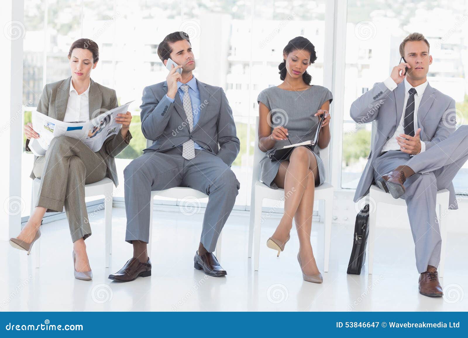 Business People Sitting and Waiting Stock Image - Image of connection ...