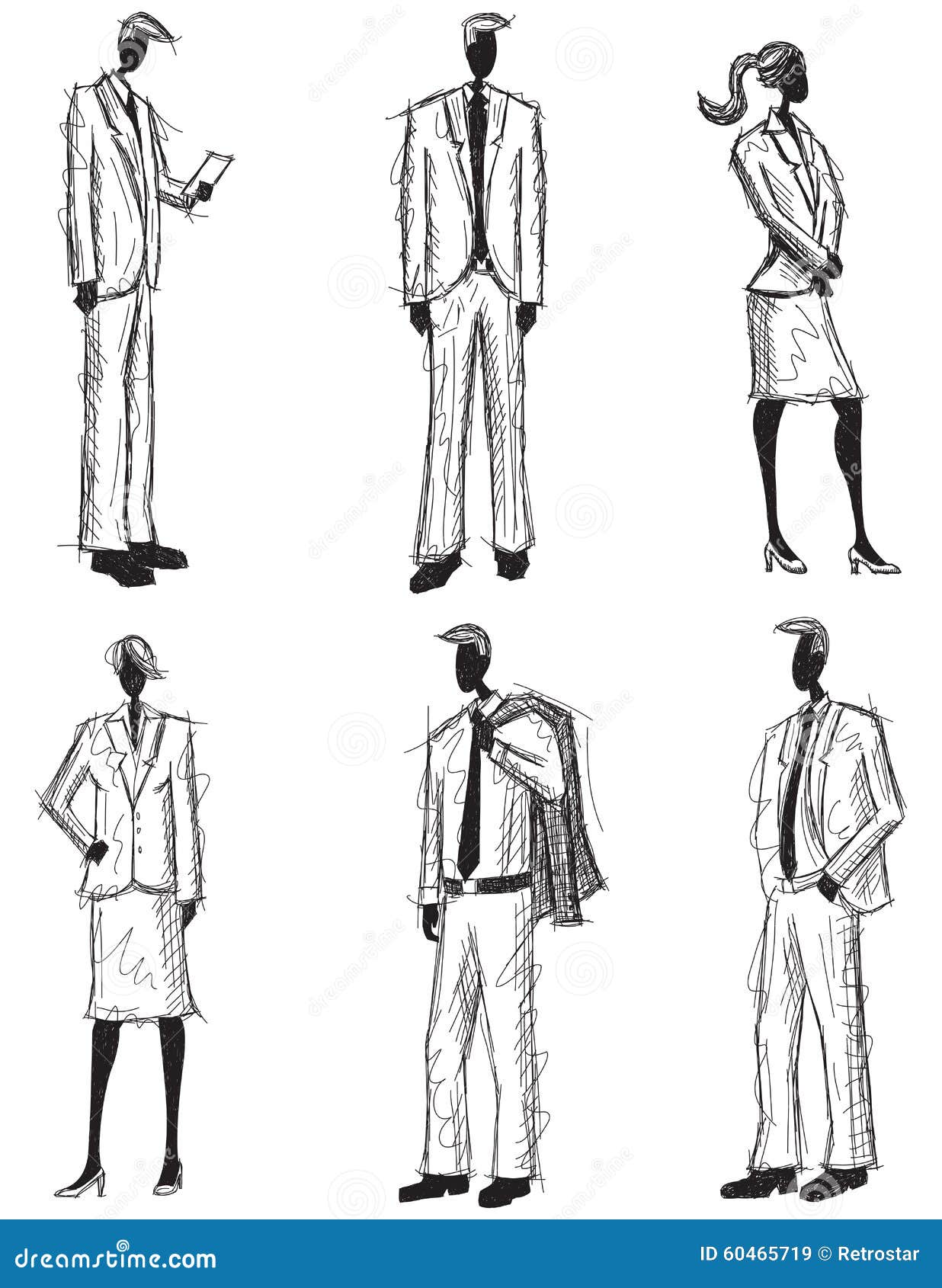 Business people sketch stock vector. Illustration of suit - 60465719