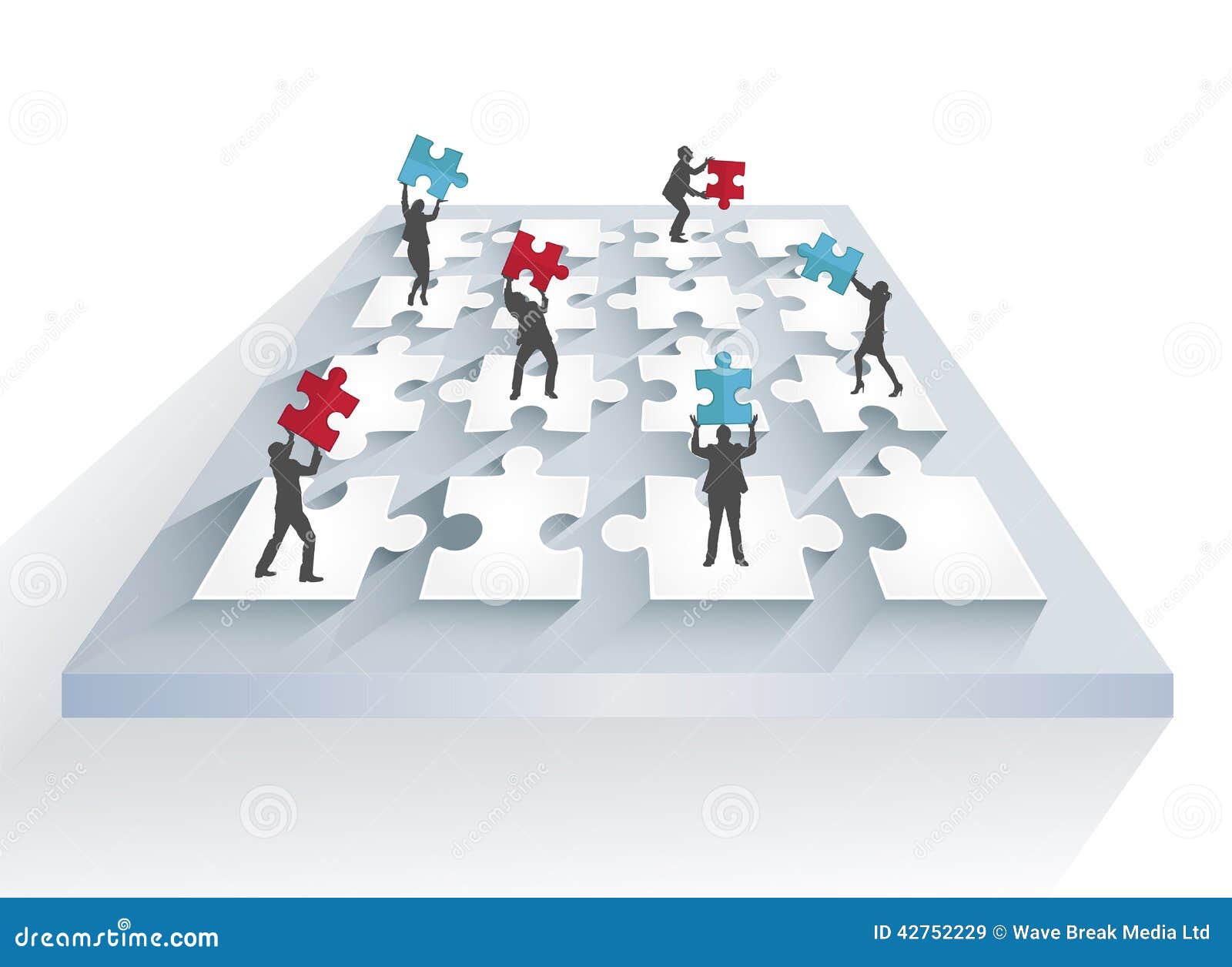 People Solving Jigsaw Puzzles Set, Back View Of Men And Women Trying To ...